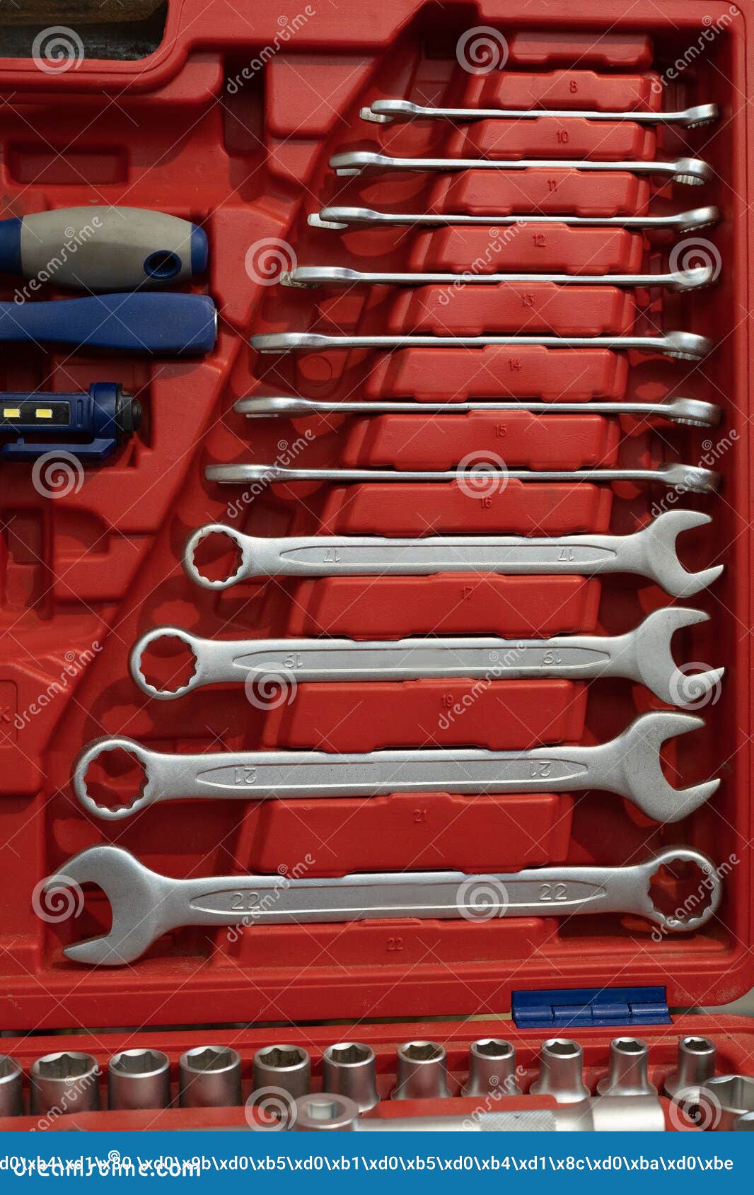 Background of a Box with an Open Tool. a Set of Working Tools Lies in a ...