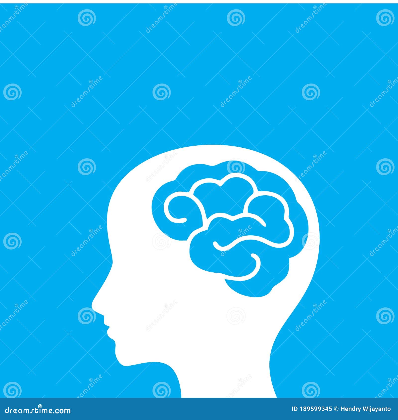 Background Brain Inside Human Head Icon and Simple Flat Symbol for Web ...