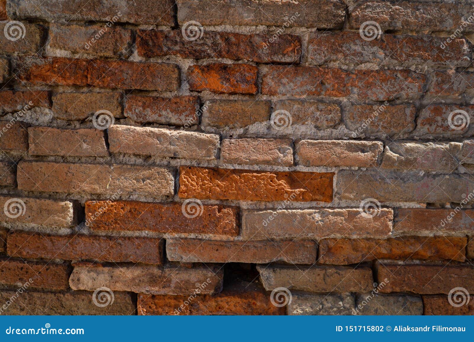 Old Worn Brick Wall Texture Background. Vintage Effect. Stock Photo ...