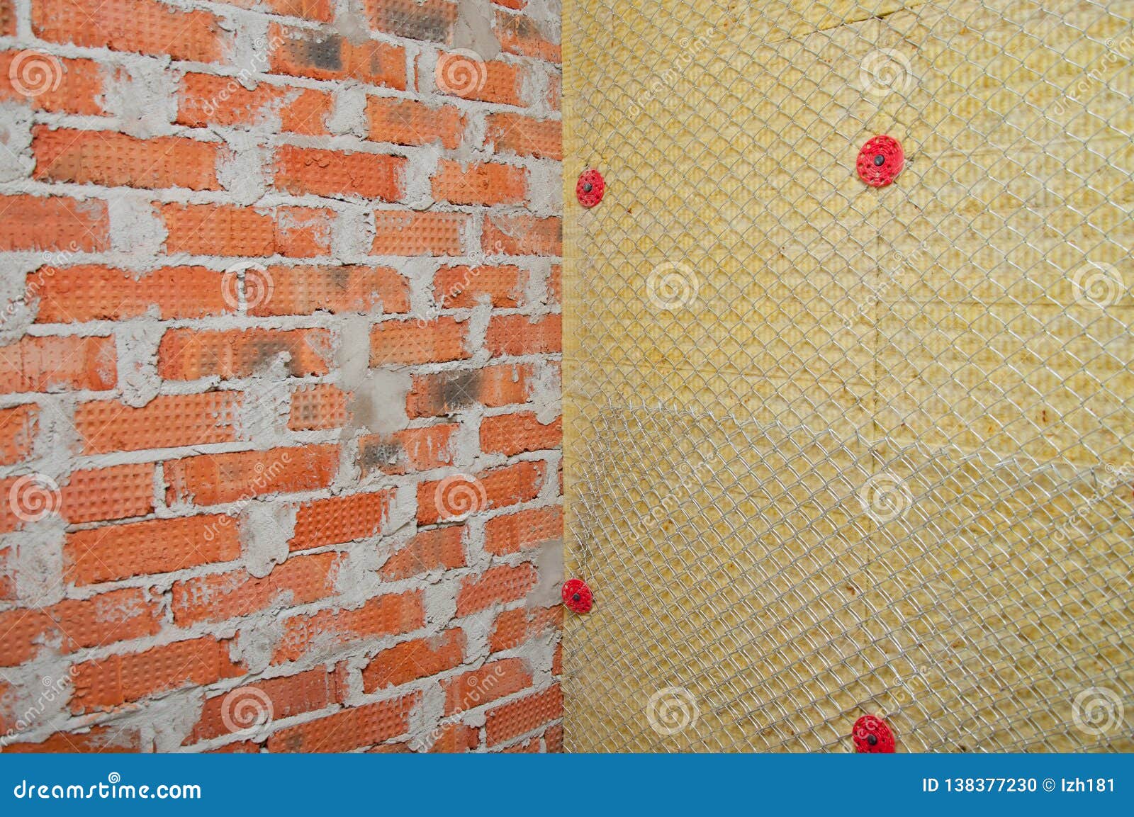 Background of Brick Wall and a Wall of Insulation Stock Photo - Image ...