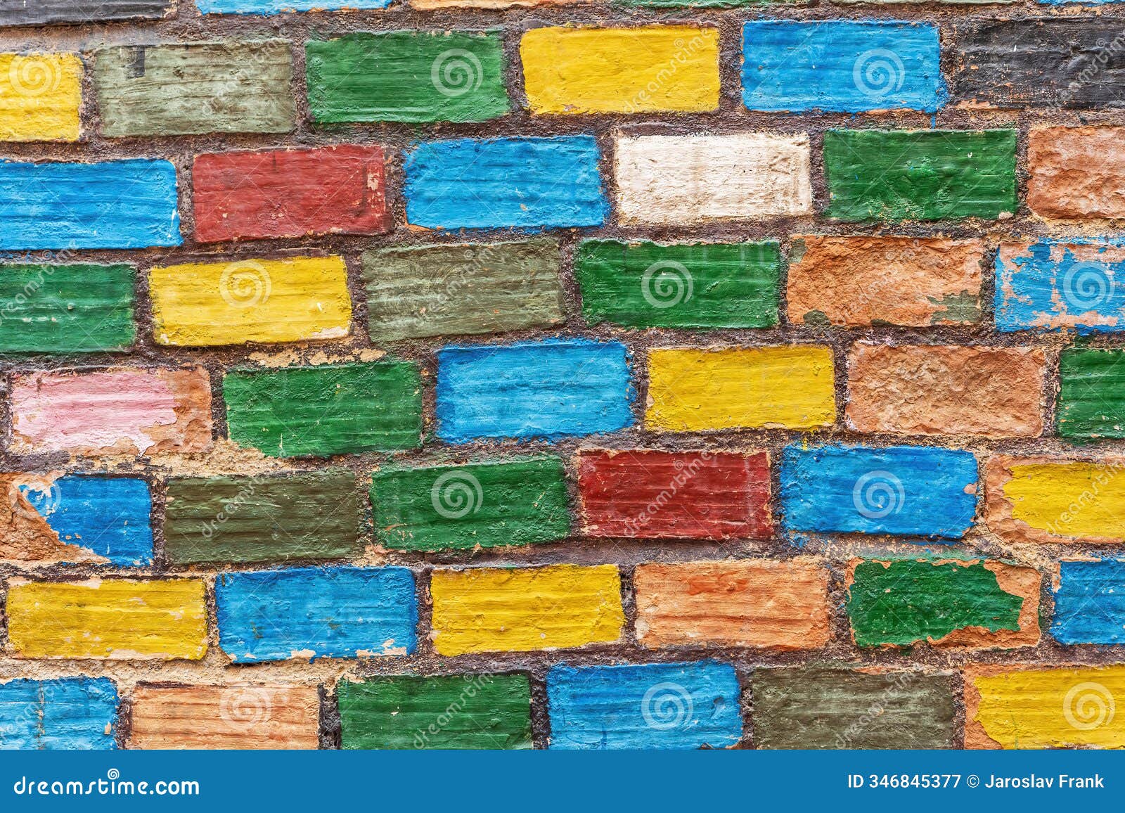 Background of Bricks Painted in Various Bright Colors. Fez. Morocco ...