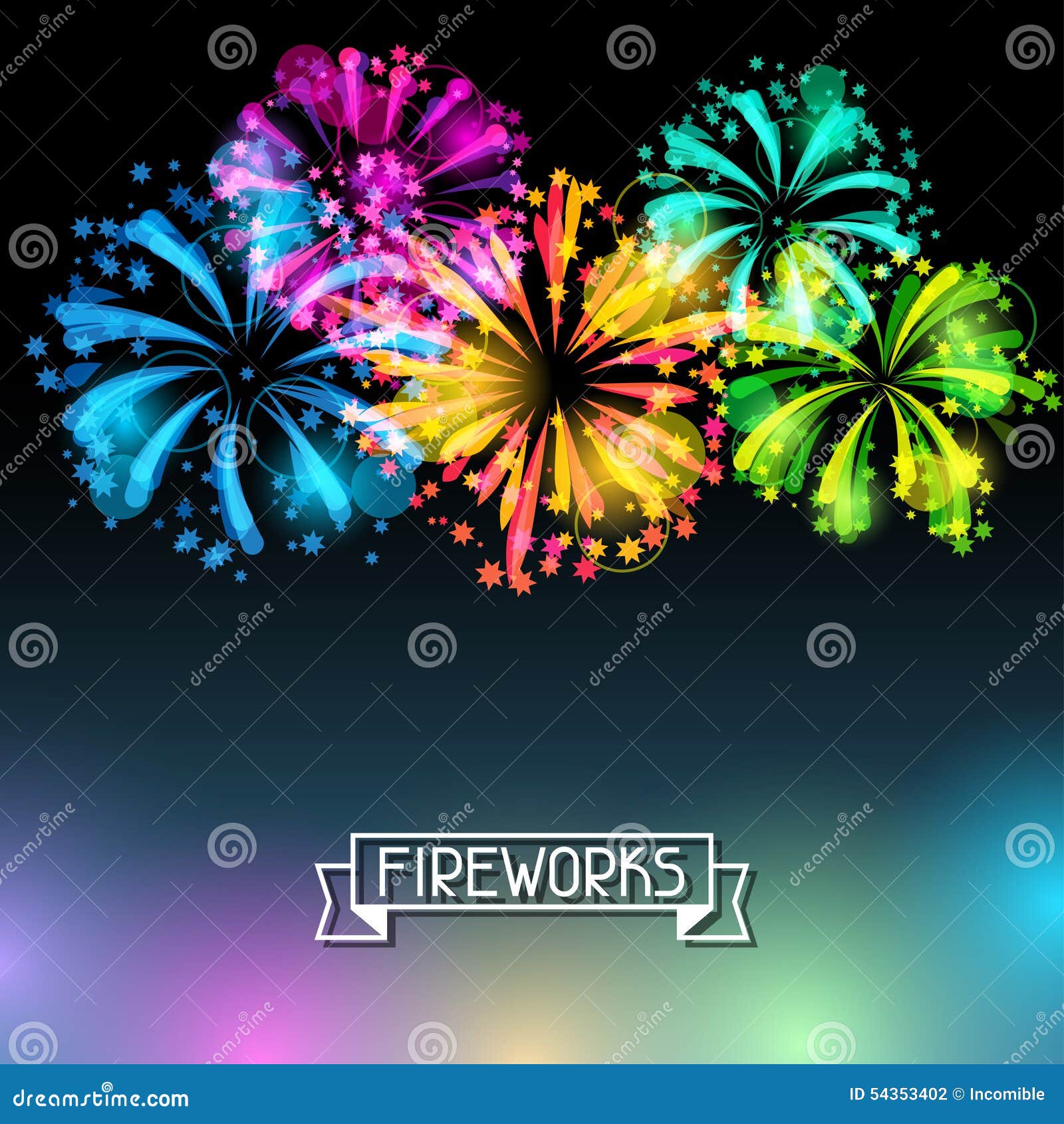 Background with Bright Colorful Fireworks and Stock Vector ...