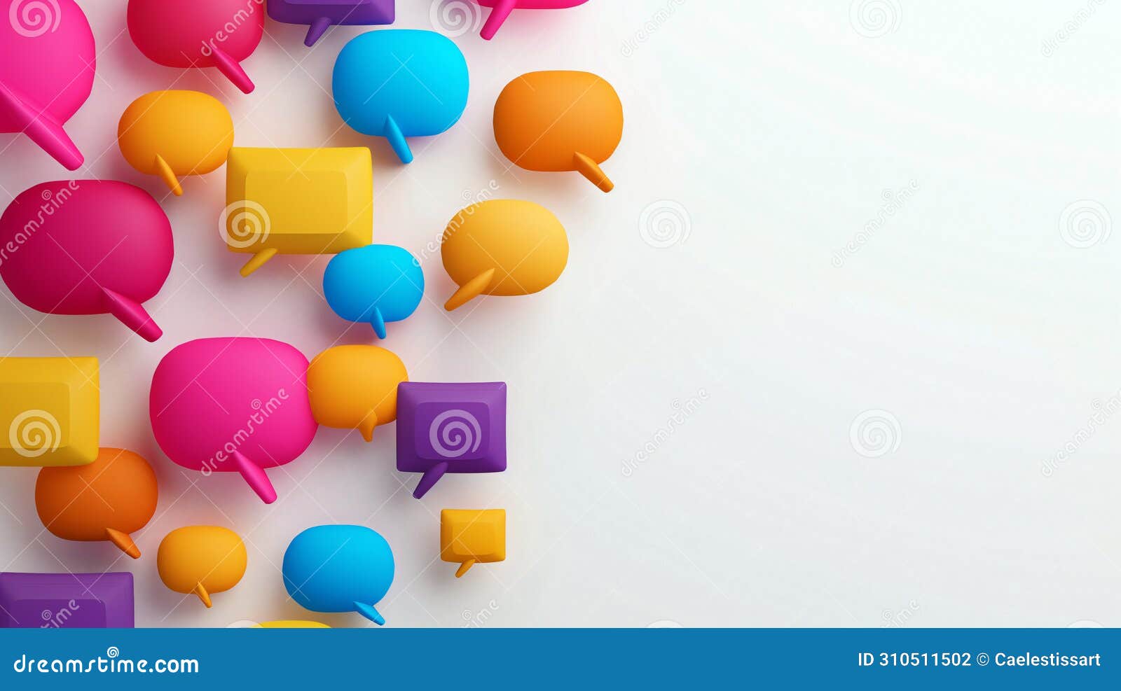 Background with Bright Colorful Neon 3d Speech Bubbles and Copy Space ...