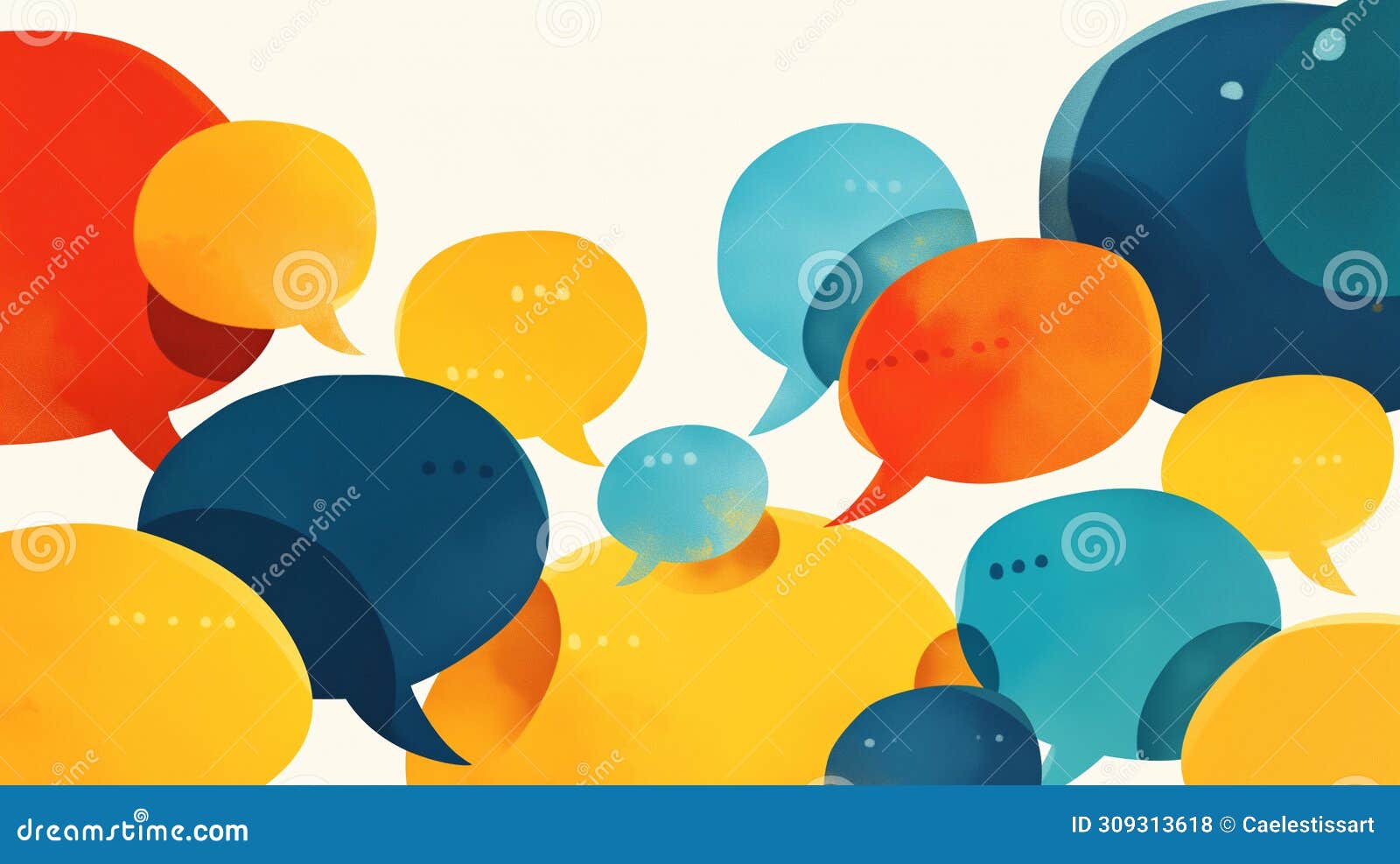 Background with Bright Colorful Speech Bubbles on White Backdrop ...