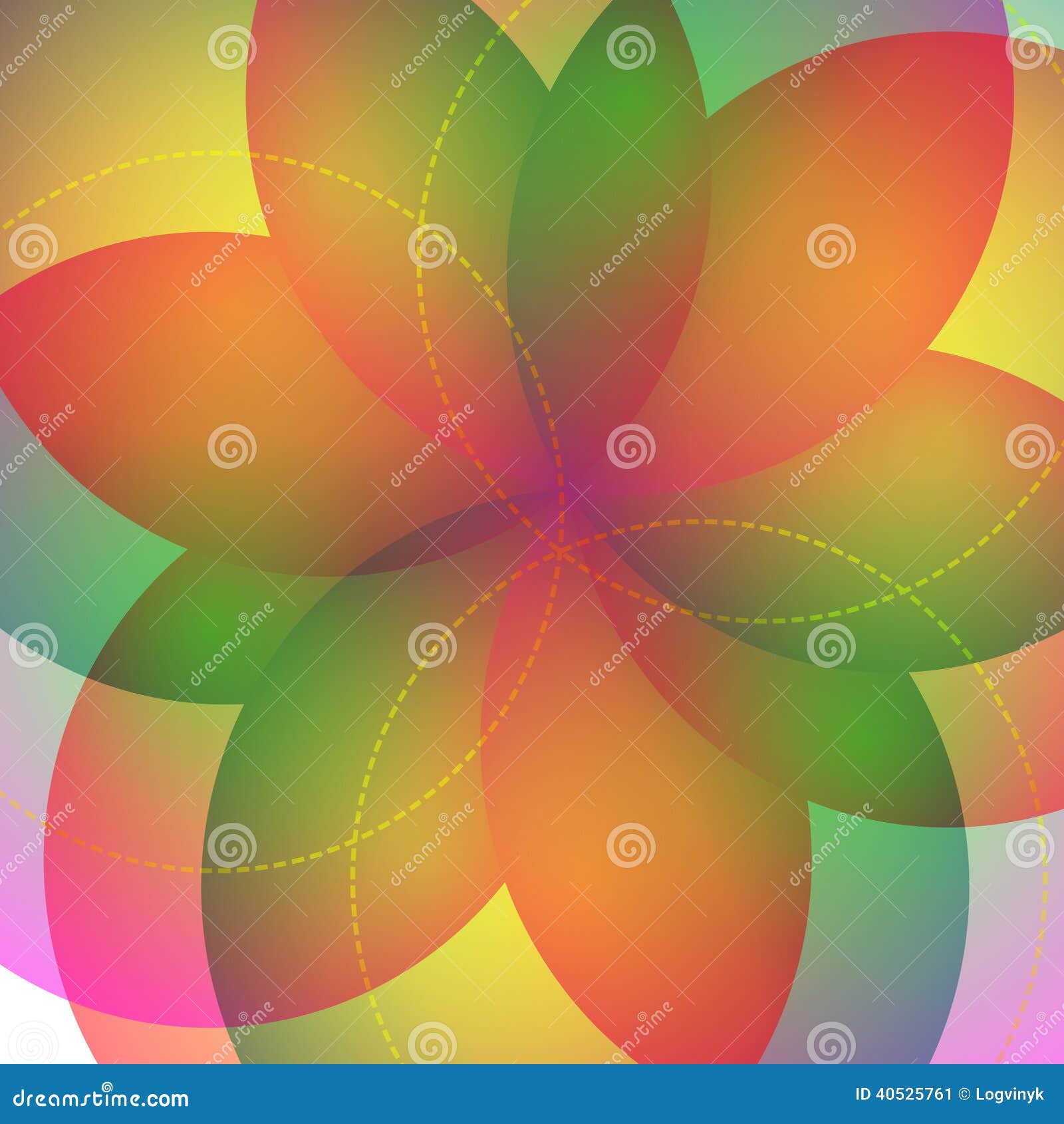Background With Bright Geometric Flower. Flow Spectral Light Royalty ...