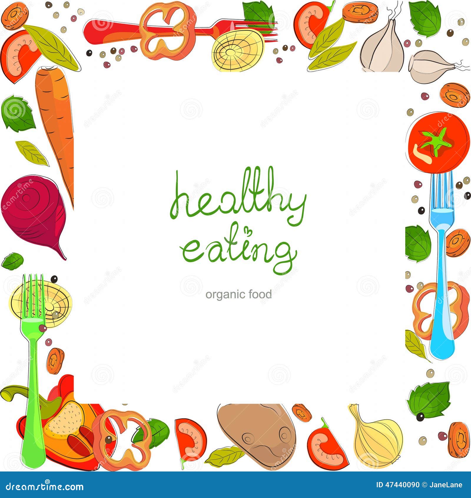 Background with Bright Healthy Vegetables Stock Vector - Illustration ...