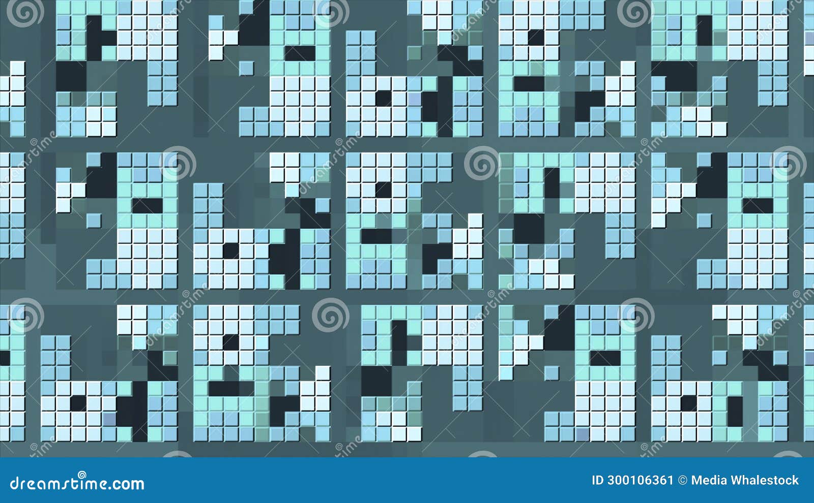 Background with Bright Pixel Pattern Changing in Squares. Motion. Pixel ...