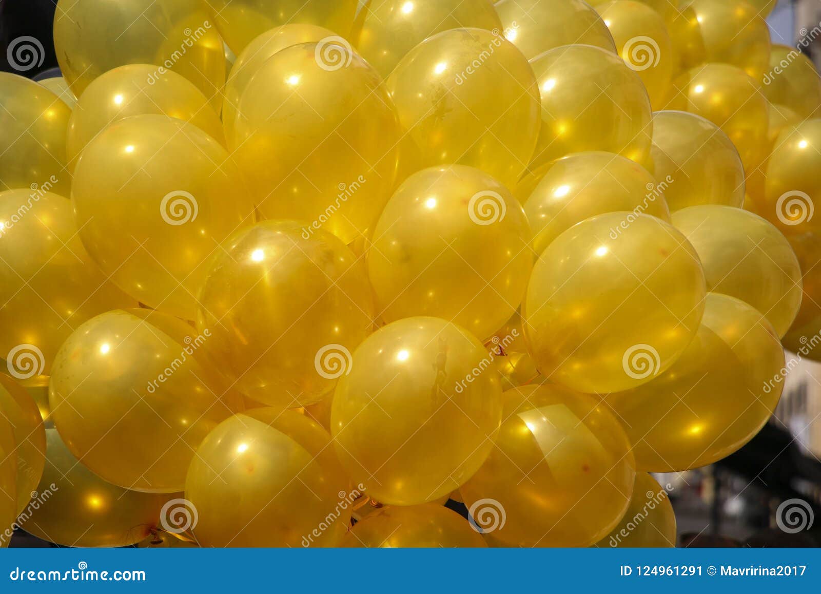 Background of Bright Yellow Inflatable Balloons Up in the Air, B Stock ...