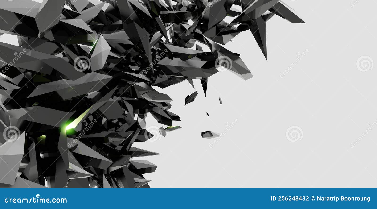 Background Broken Glass Blasting Metal Shards Scattered 3D Illustration ...