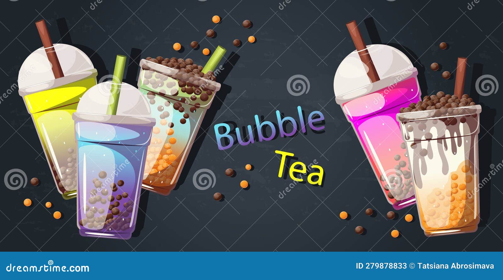 Background with Bubble Tea.Bubble Tea with Tapioca in Plastic Cups.Web ...