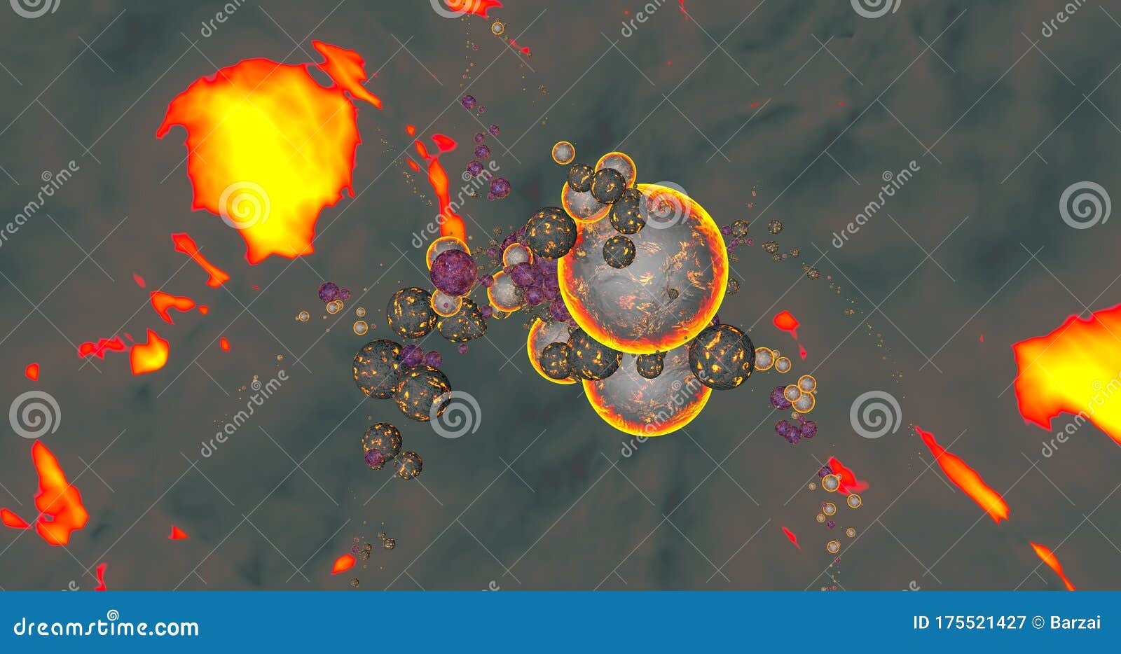 Background with Bubbles of Fire and a Backdoor of Lava. Stock ...