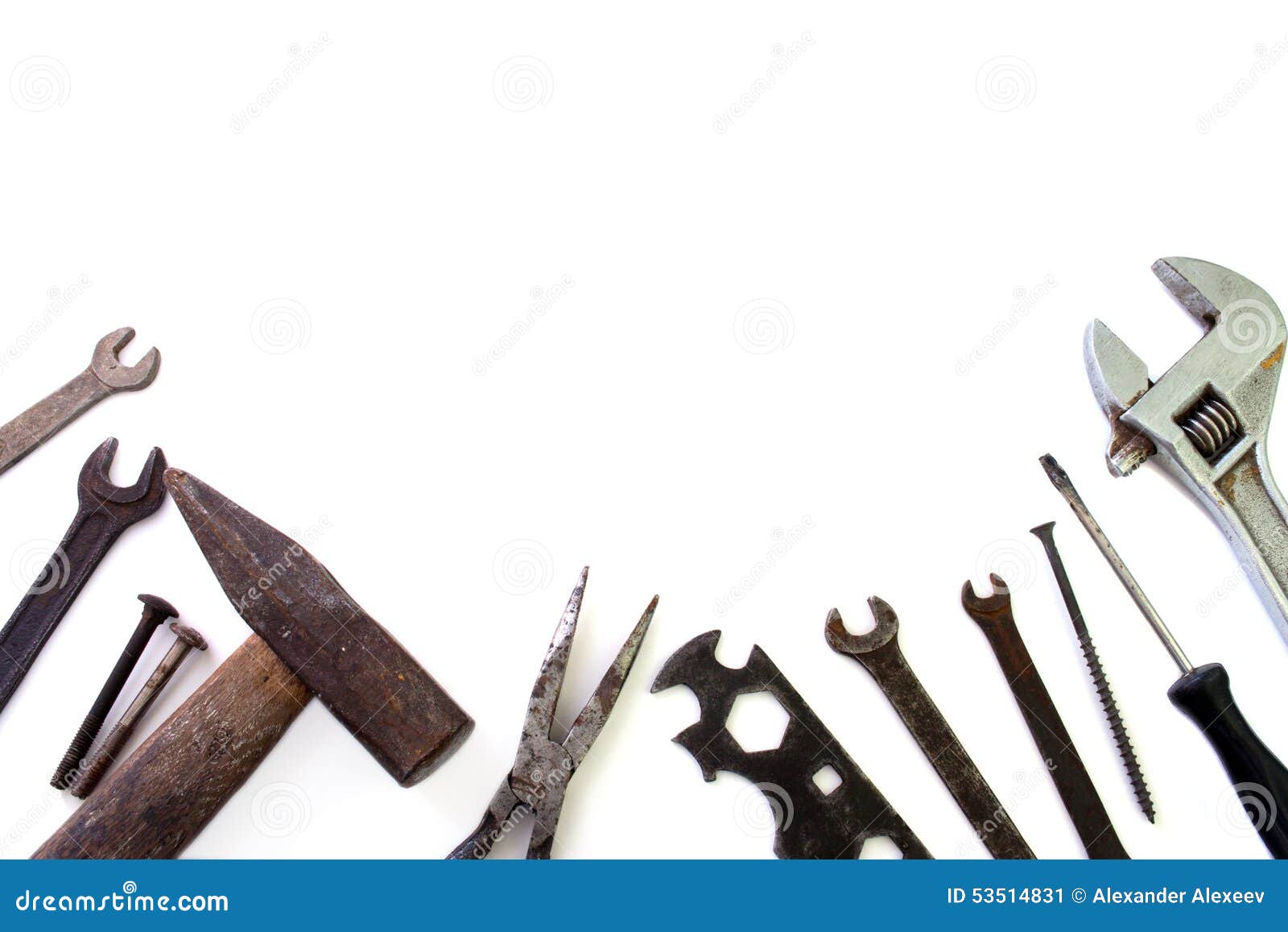 Background of Building Tools Over White Stock Image - Image of hammer ...