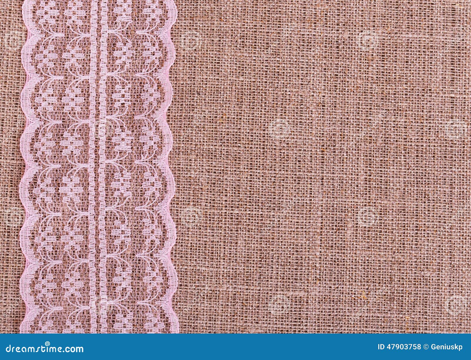 Background of Burlap with Pink Lace Stock Photo - Image of craft ...