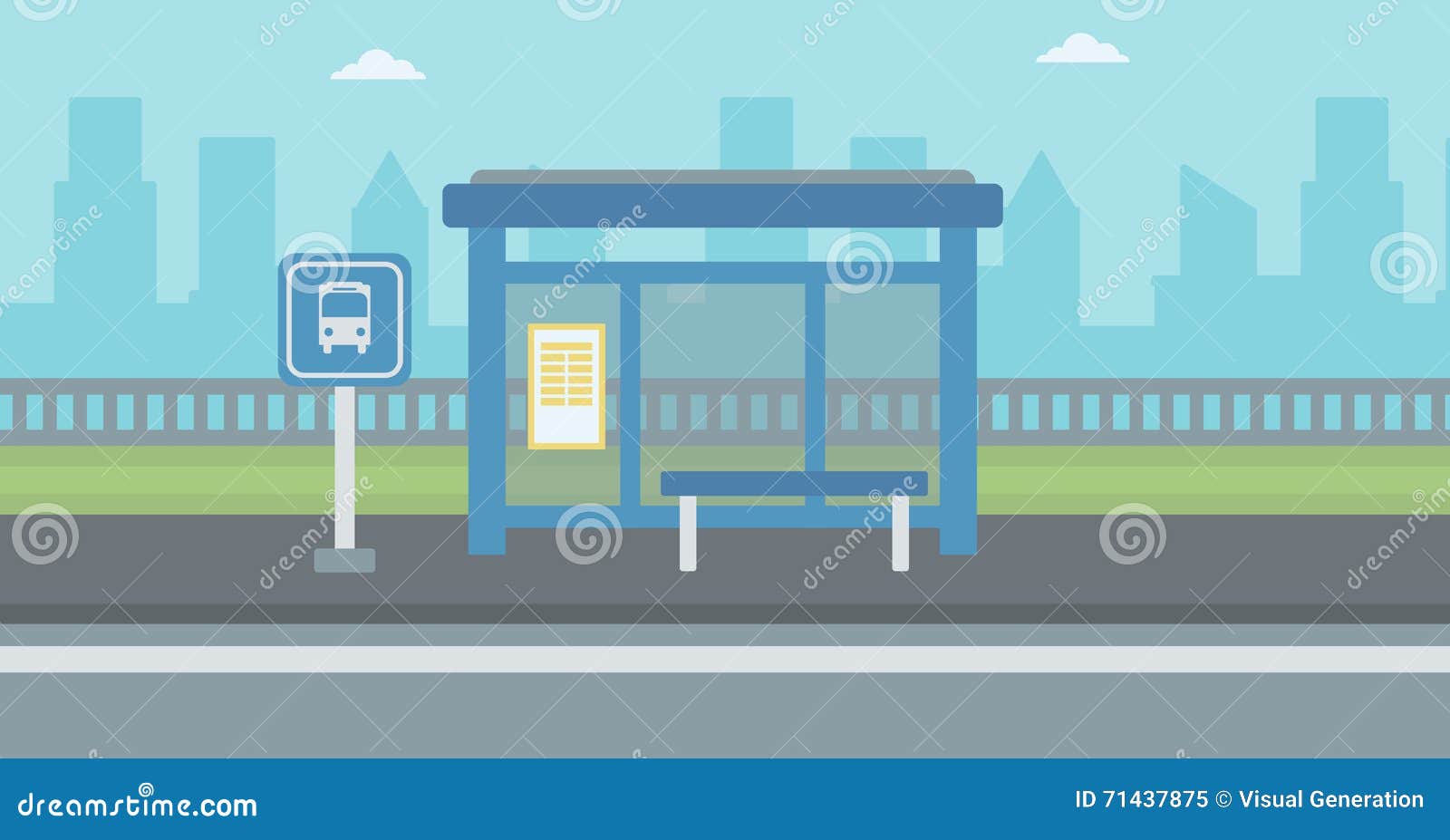 Background of Bus Stop with Skyscrapers Behind. Stock Vector ...
