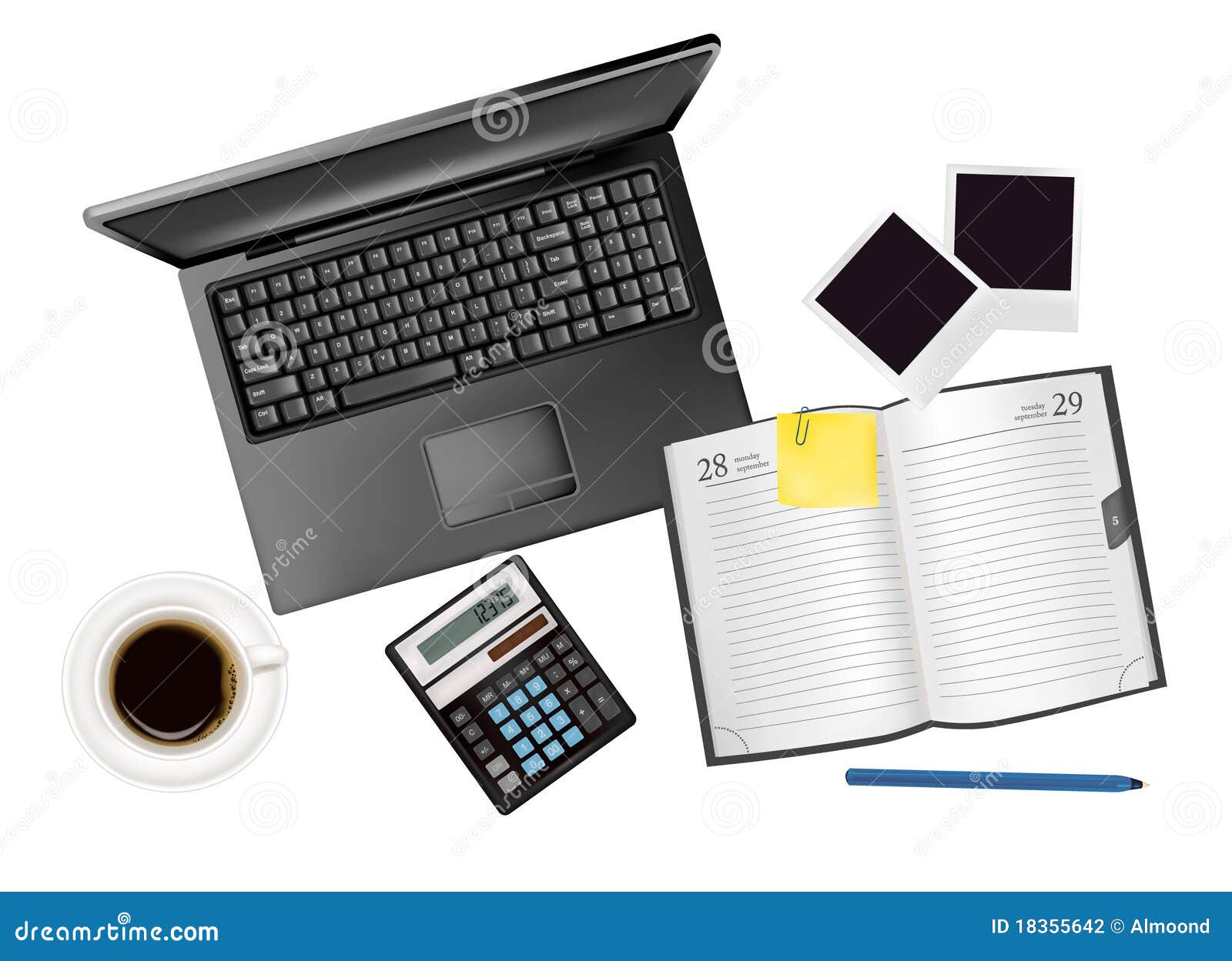 Background with Business and Office Supplies. Stock Vector ...