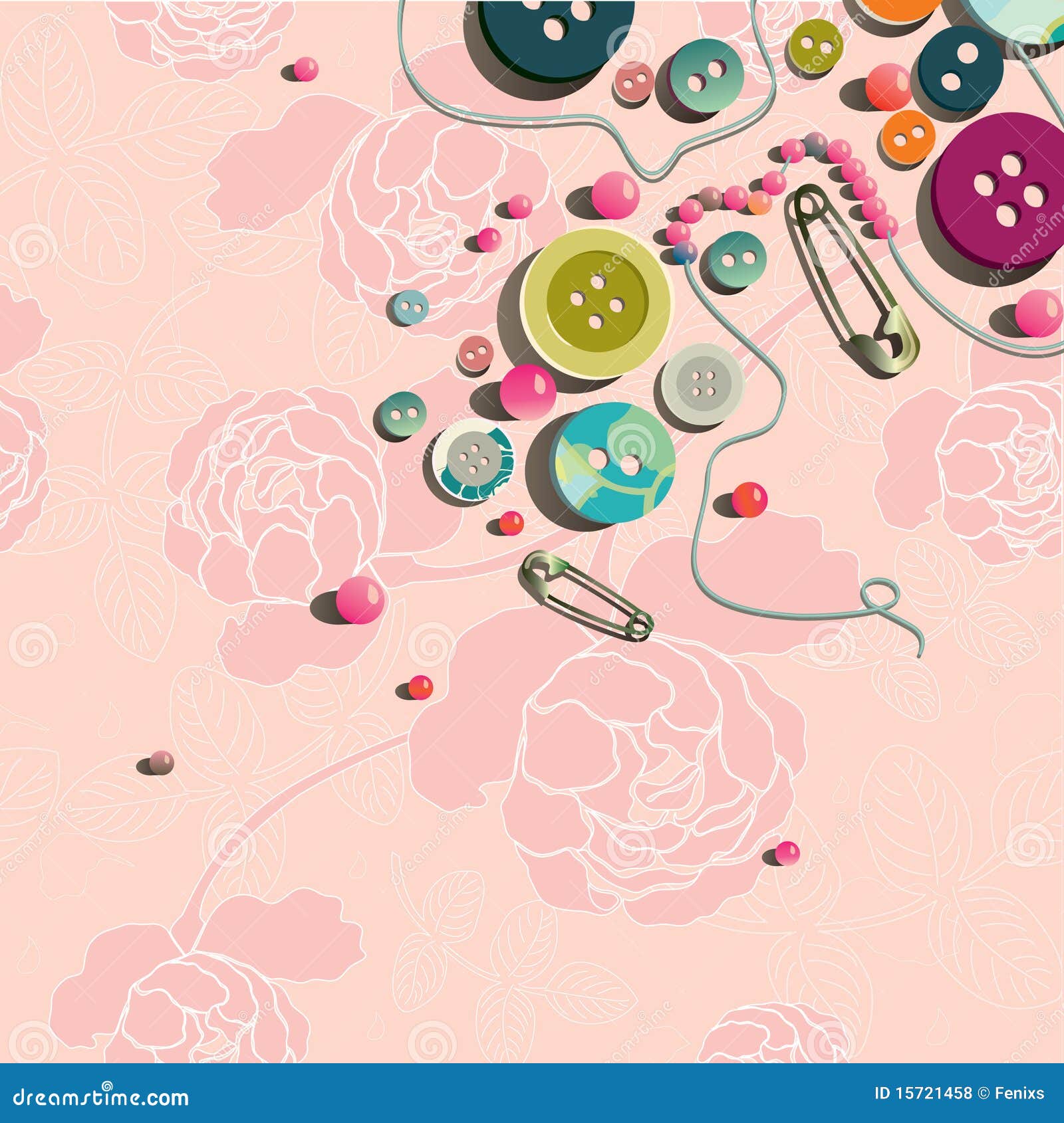 Background with Buttons End Pins Stock Vector - Illustration of beads ...