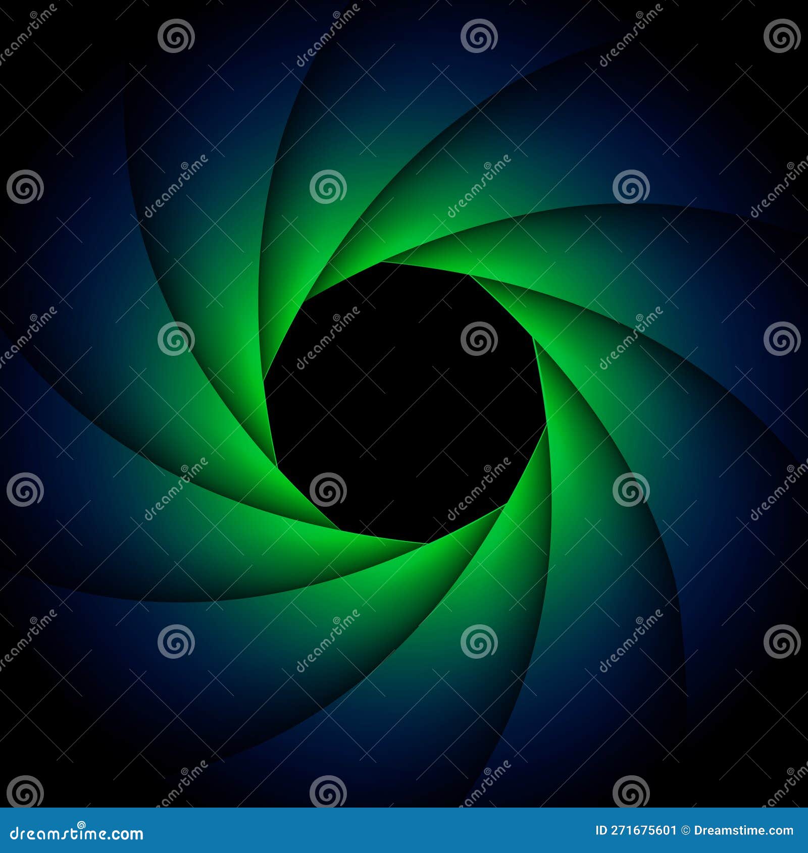 Background with Camera Lens Shutter, Elegant Green on Black Stock ...