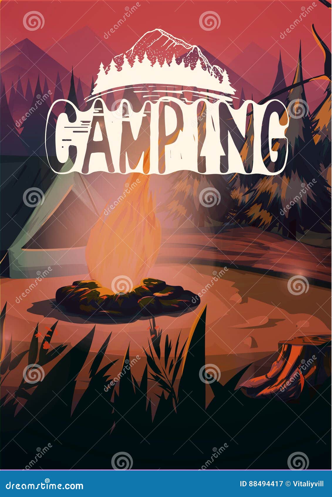 Background of Camping Site with Tent.Camping, Adventure Time Stock ...