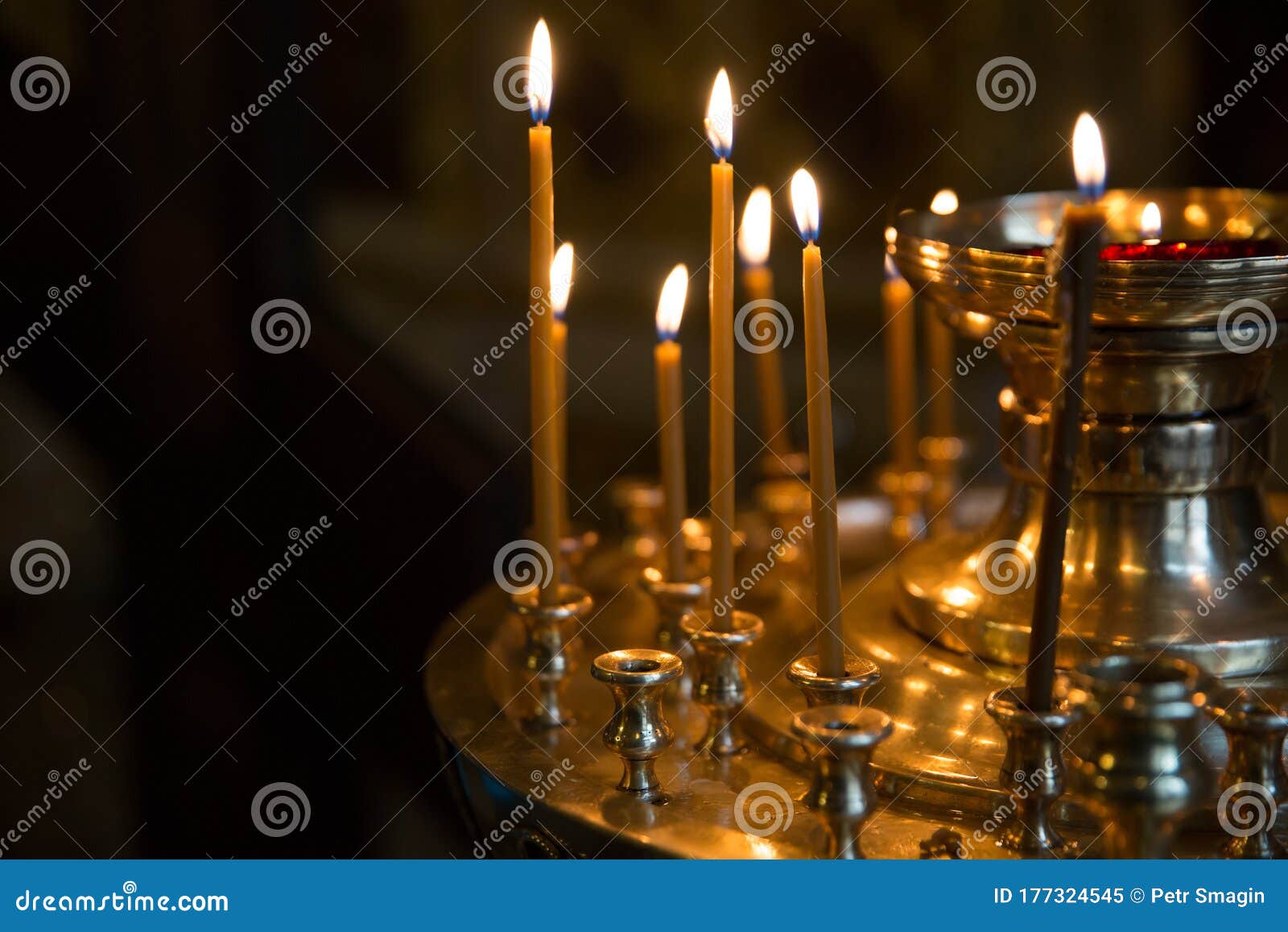 Background of Candles in Christian Church Stock Image - Image of ...