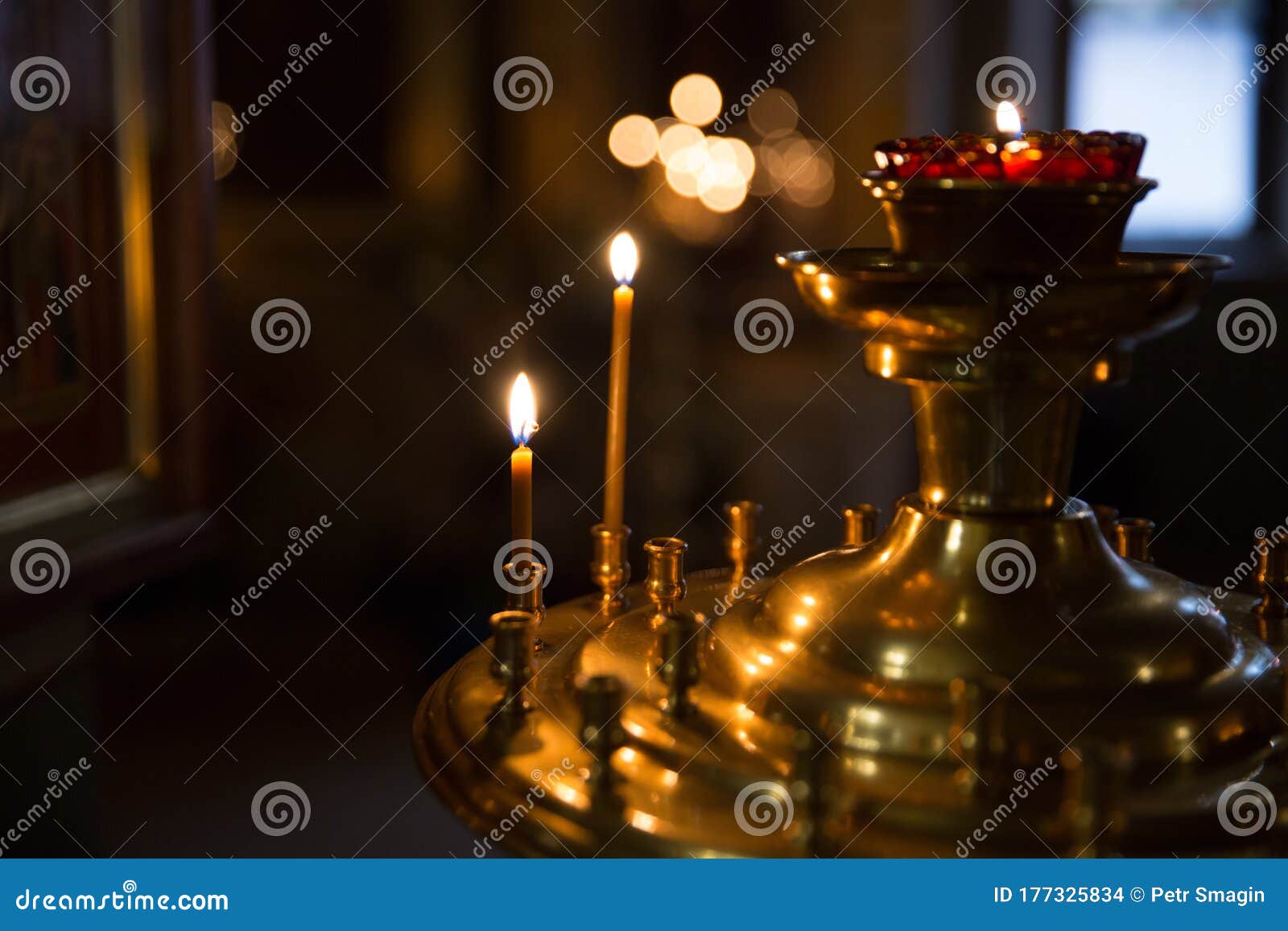 Background of Candles in Christian Church Stock Photo - Image of faith ...
