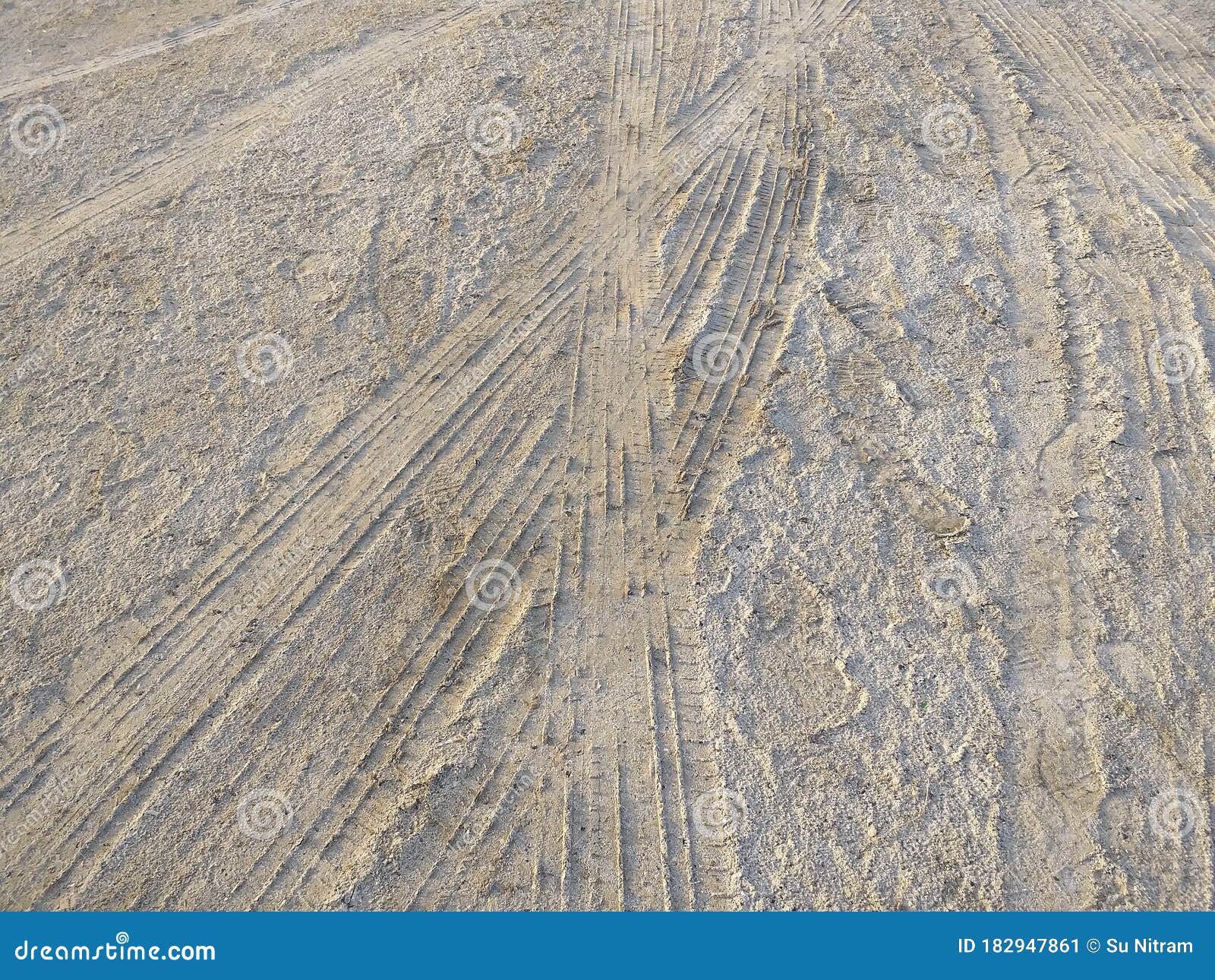 Background of Car Wheel Tracks in the Sand. Tire Marks in Sand Close Up ...