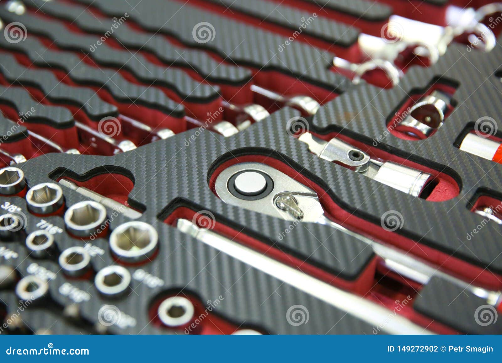 Background of the Carbon Tool Case with Tools Stock Photo - Image of ...