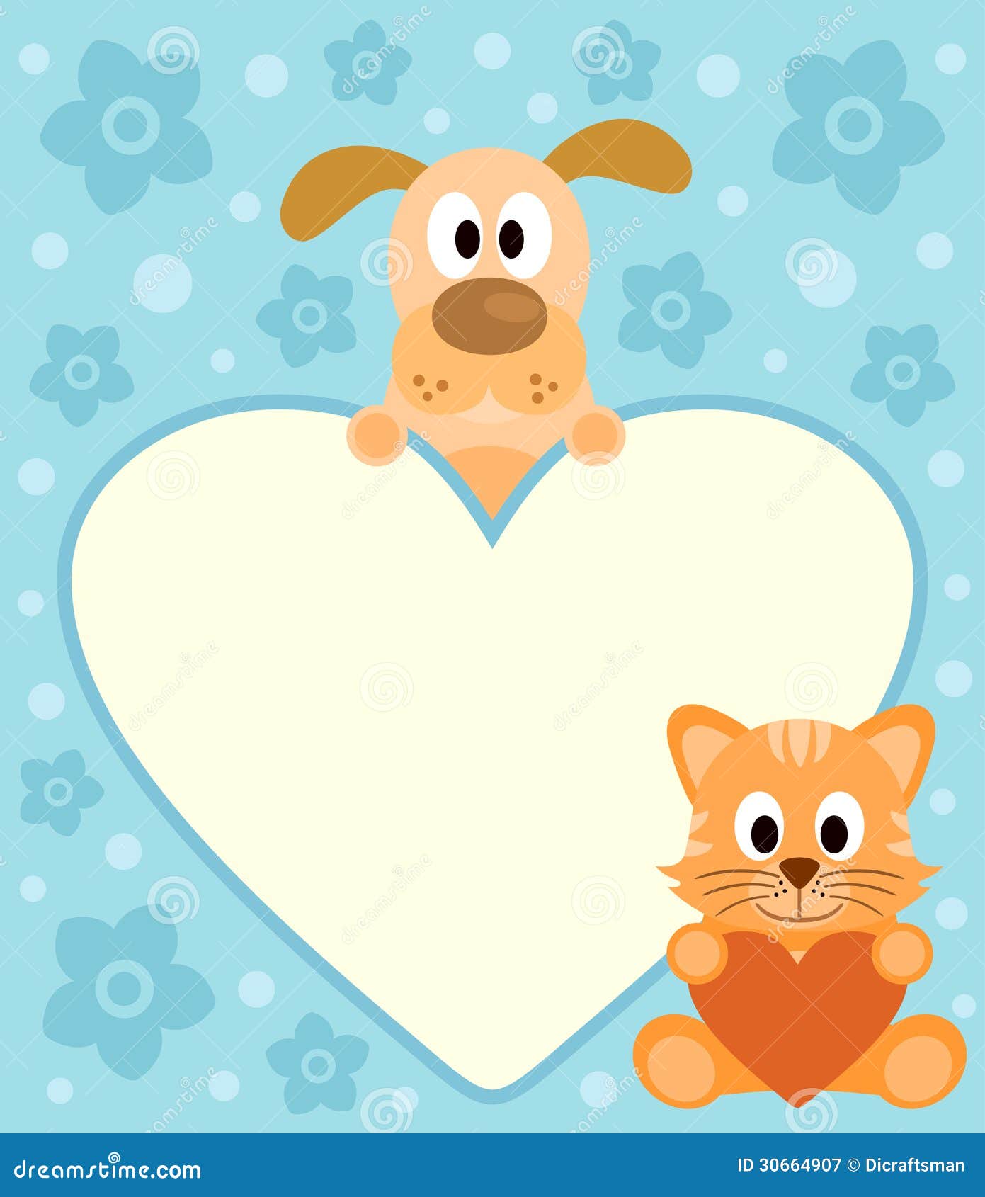 Background Card with Cartoon Dog and Cat Stock Vector - Illustration of ...