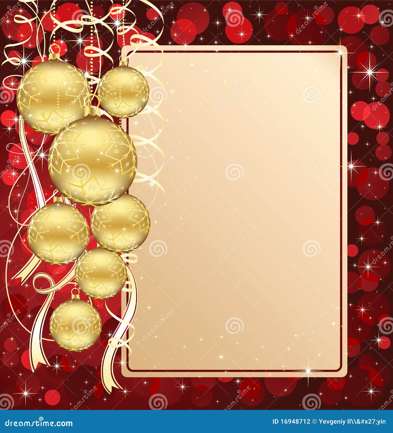 Background with Card and Christmas Balls Stock Vector - Illustration of ...