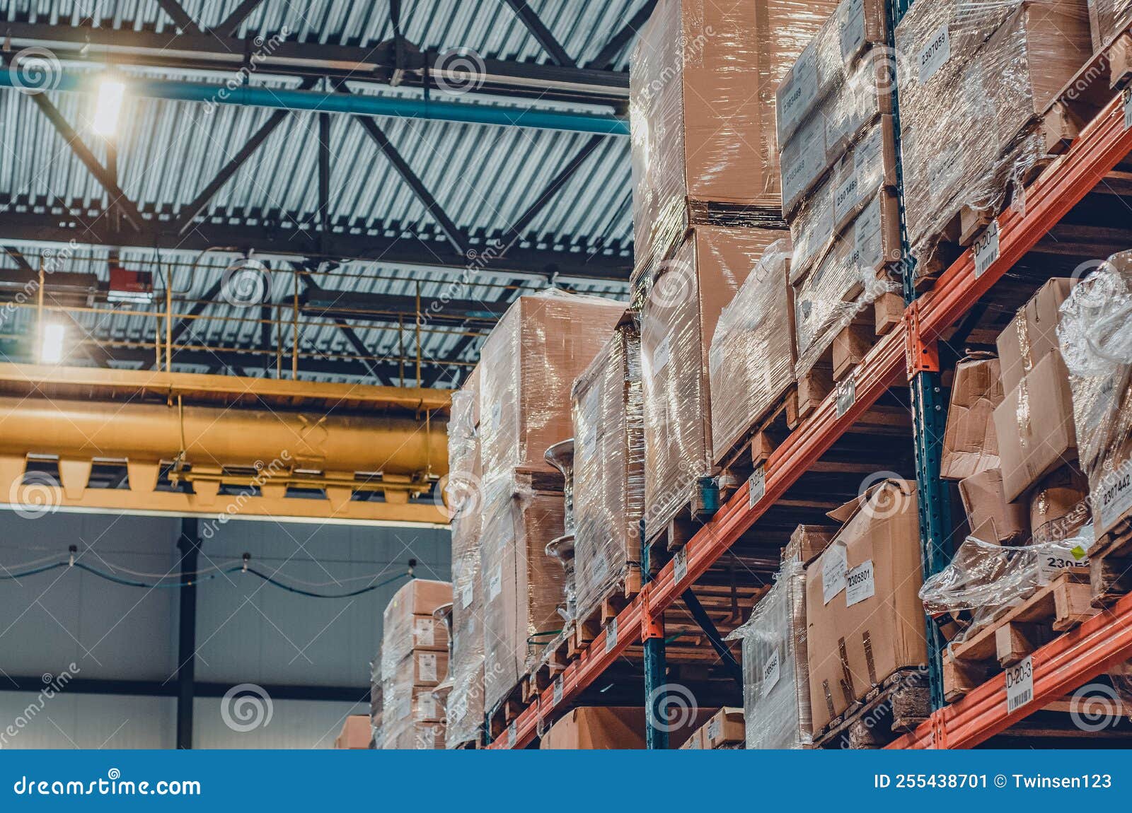 Background Cardboard Boxes Inside the Warehouse. Logistics Center. the ...