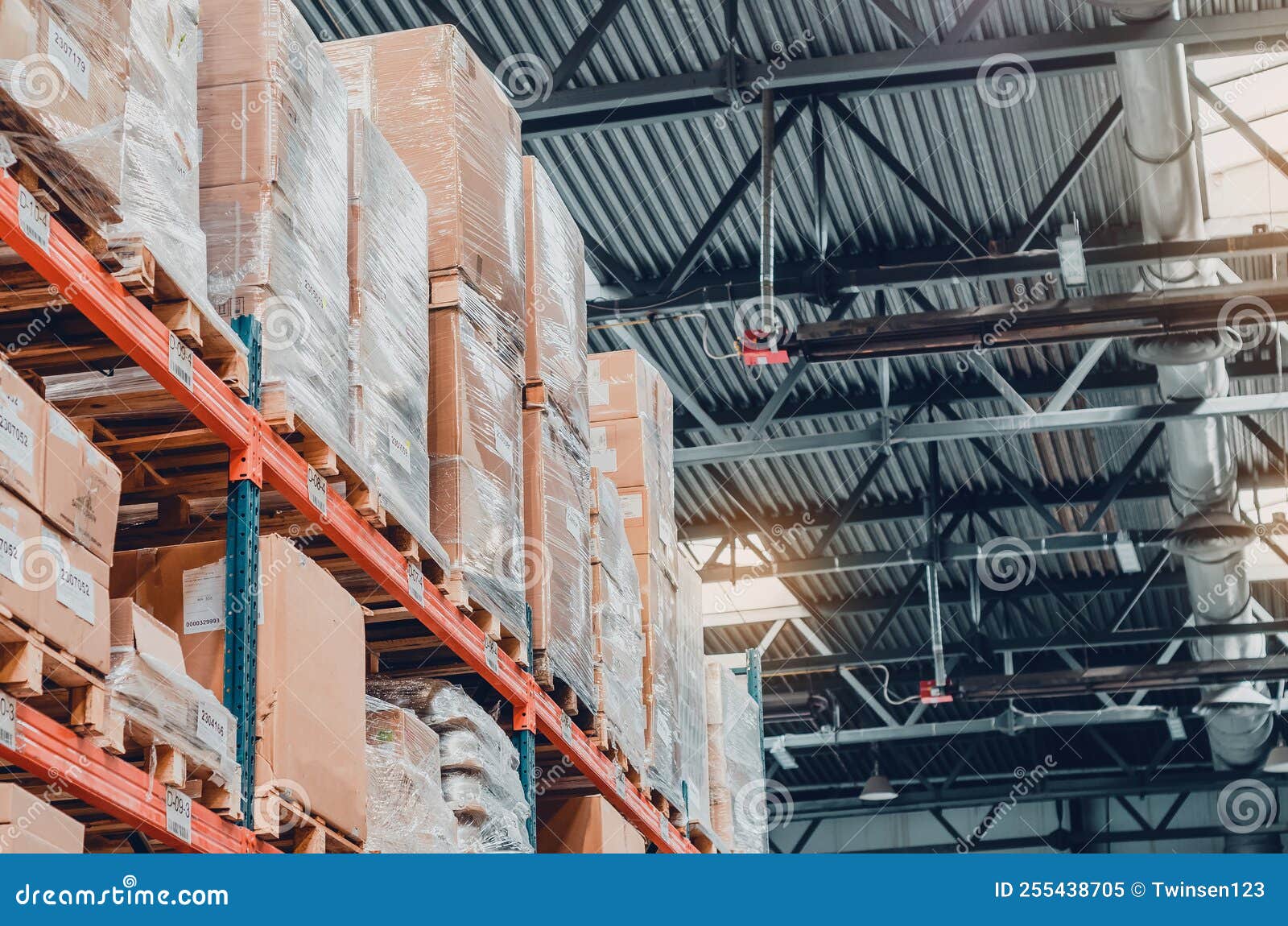 Background Cardboard Boxes Inside the Warehouse. Logistics Center. the ...