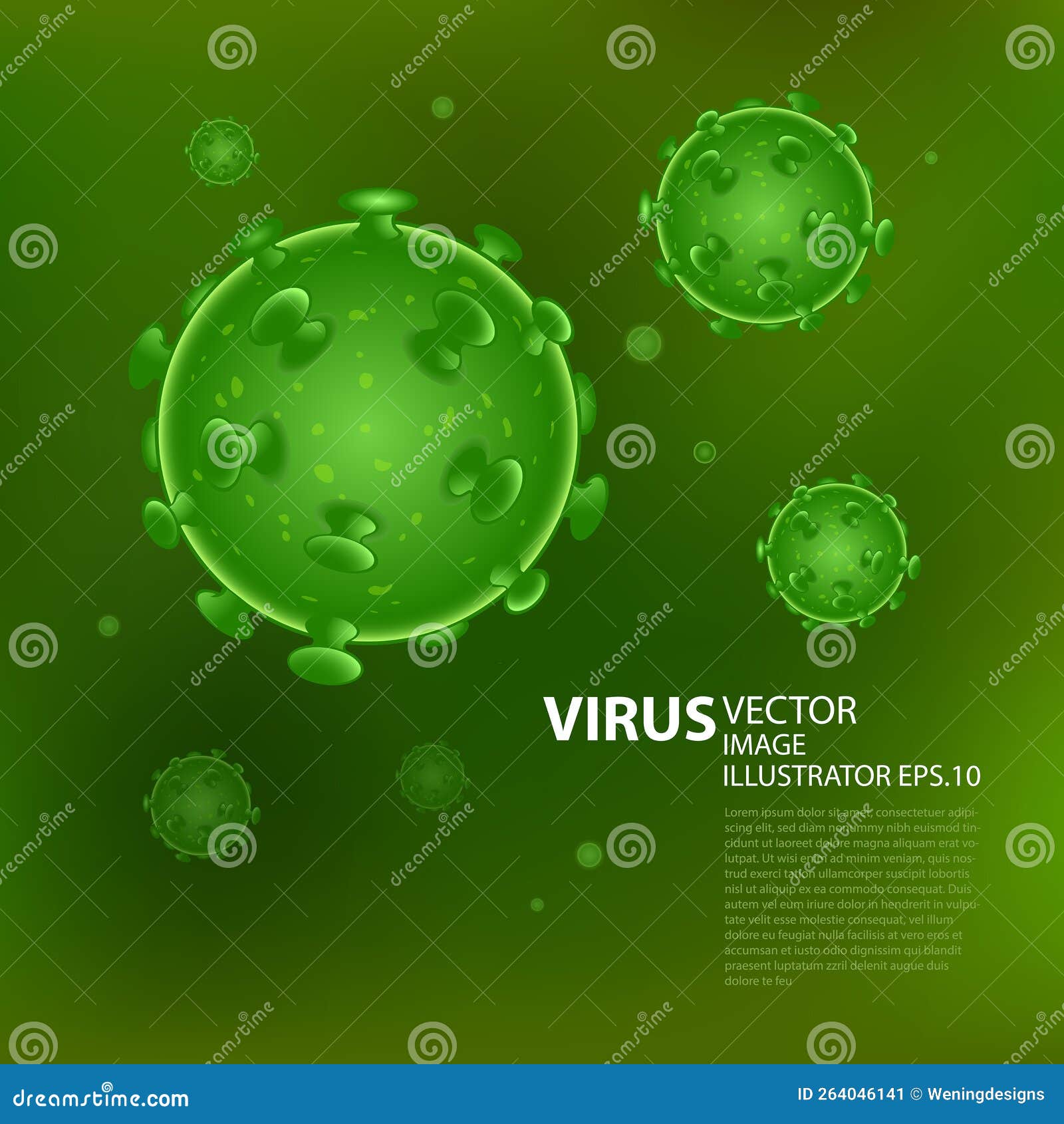 Virus Vector Illustration Microbe on Green Background. Stock Vector ...