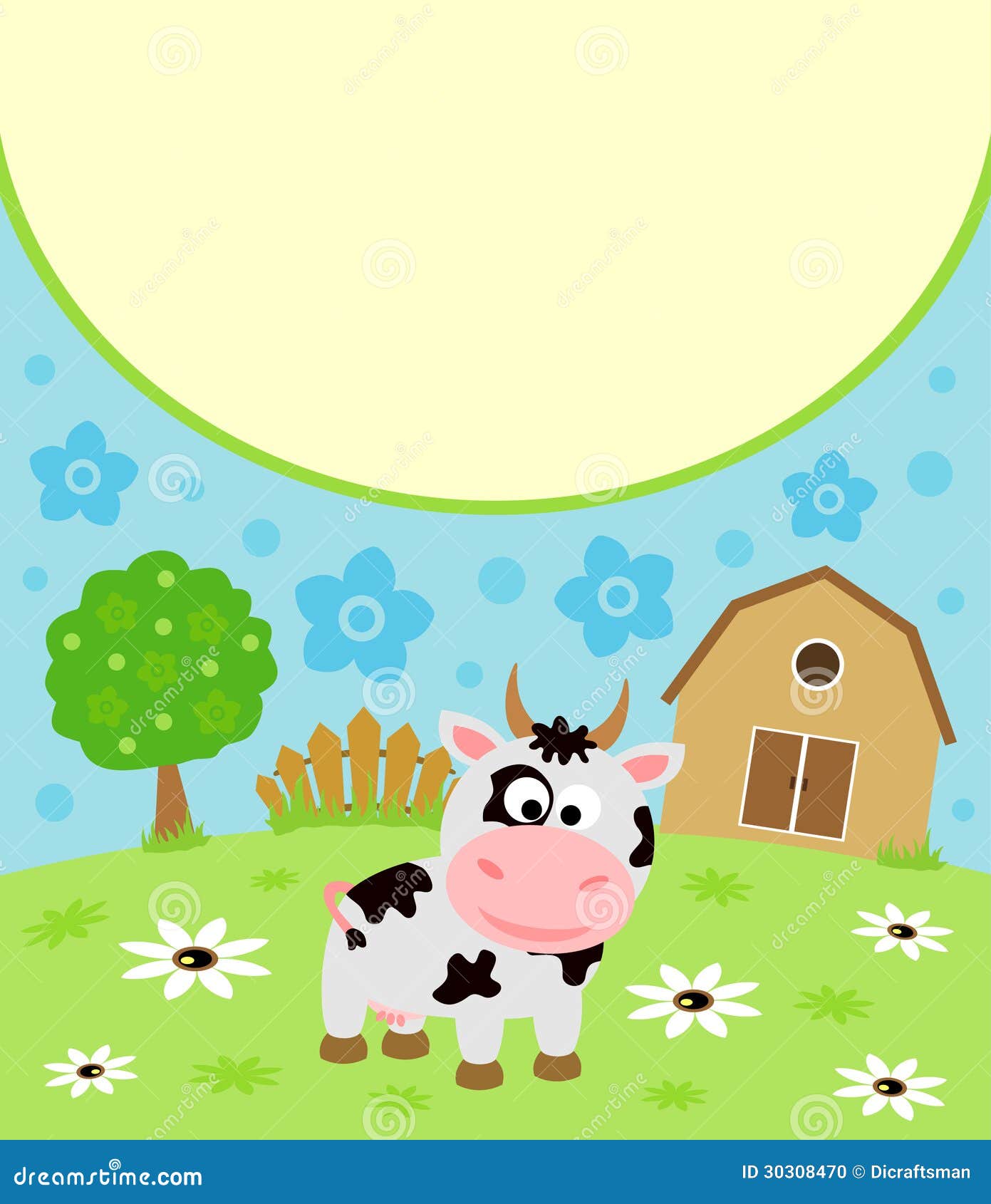 Background Cartoon Card with Cow Stock Vector - Illustration of cartoon ...