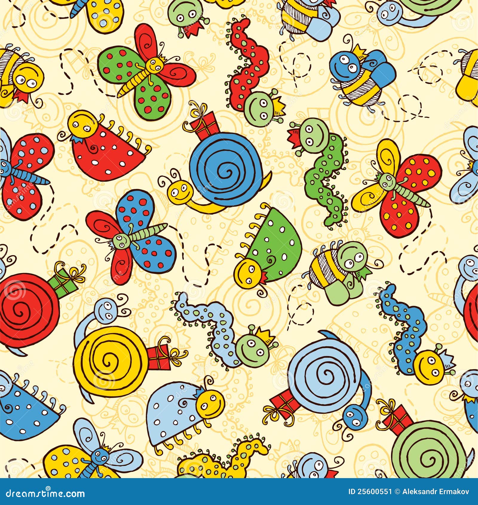 Background with Cartoon Insects Stock Vector - Illustration of funny ...