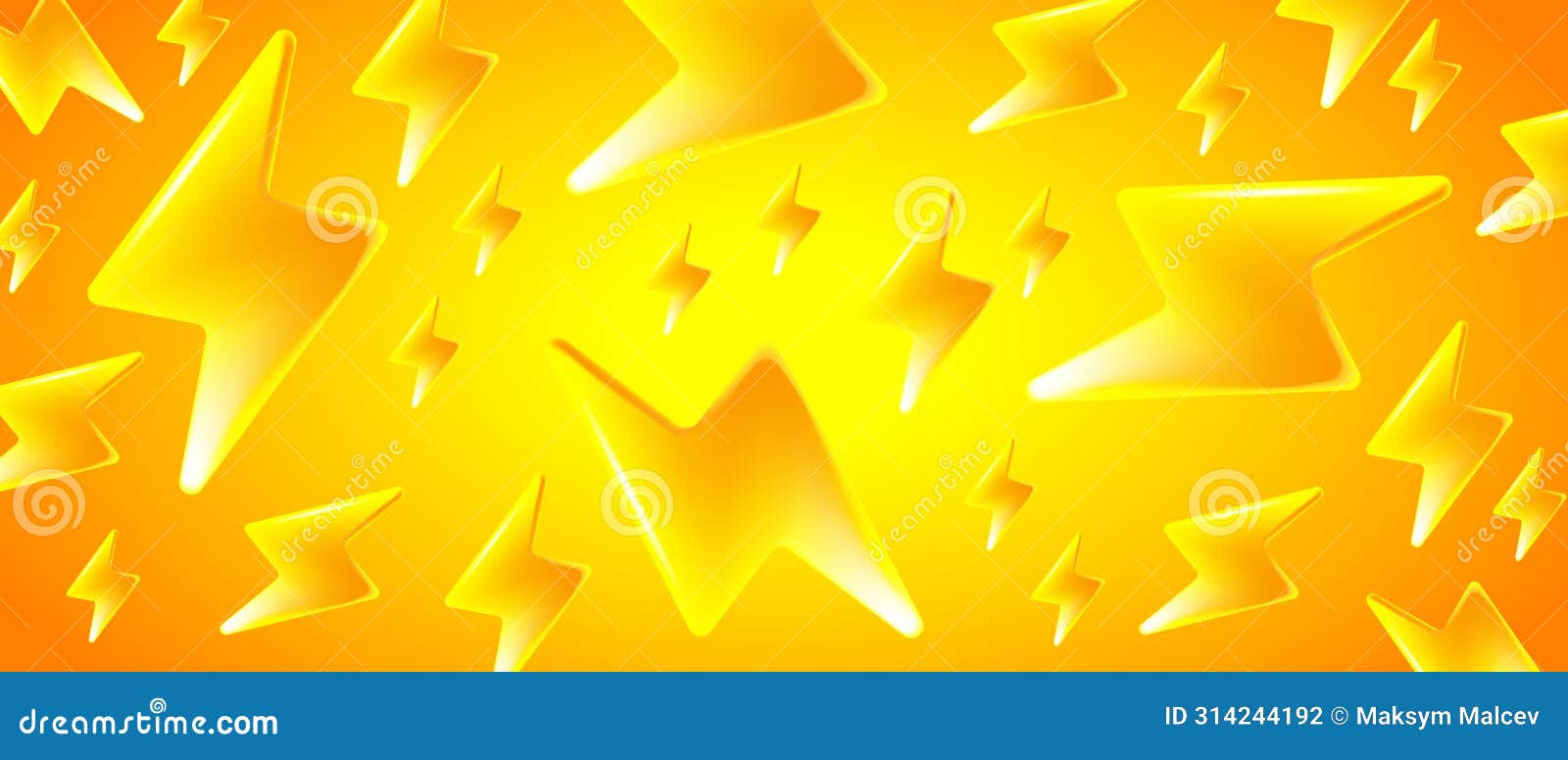 Background with Cartoon Lightning Pattern. Yellow Lightning Bolt Shape ...