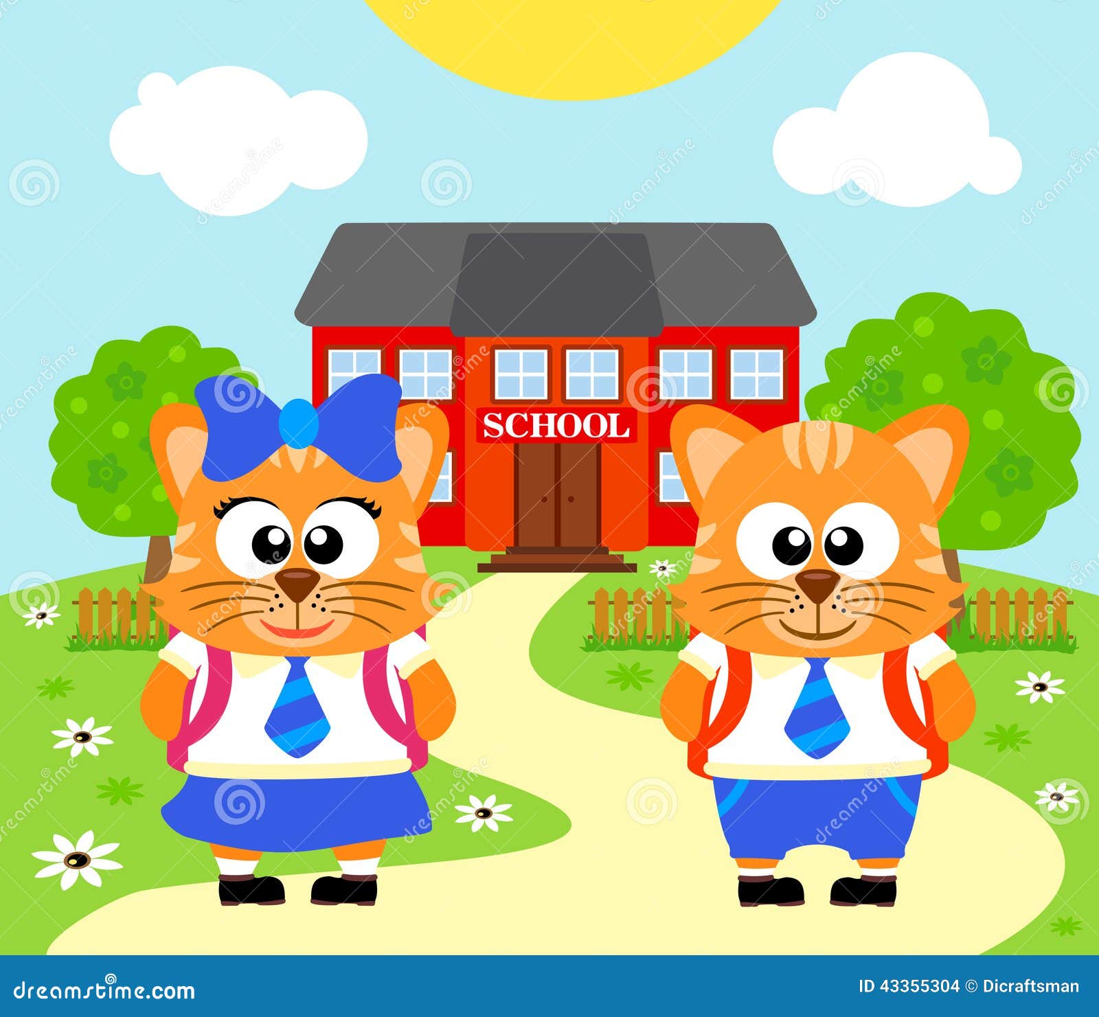 Background with Cat ,back To School Stock Vector - Illustration of ...