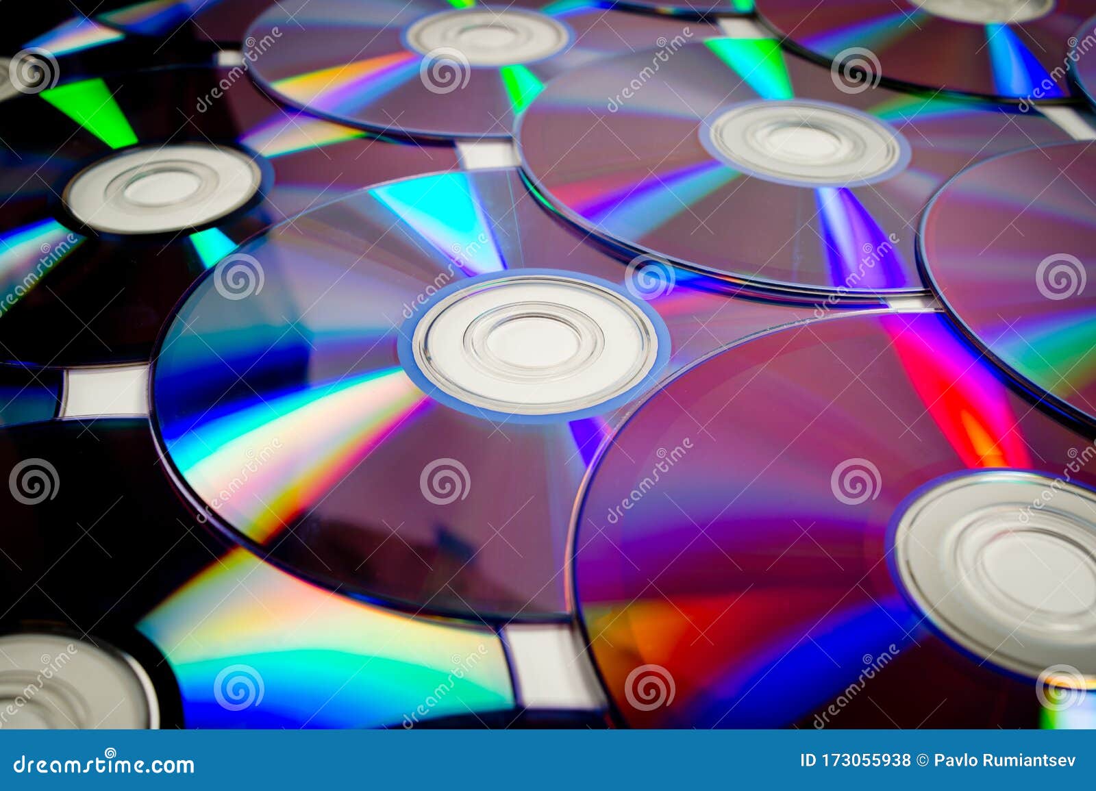 Background CD and DVD Discs Laid Out on a Flat Surface. Background for ...