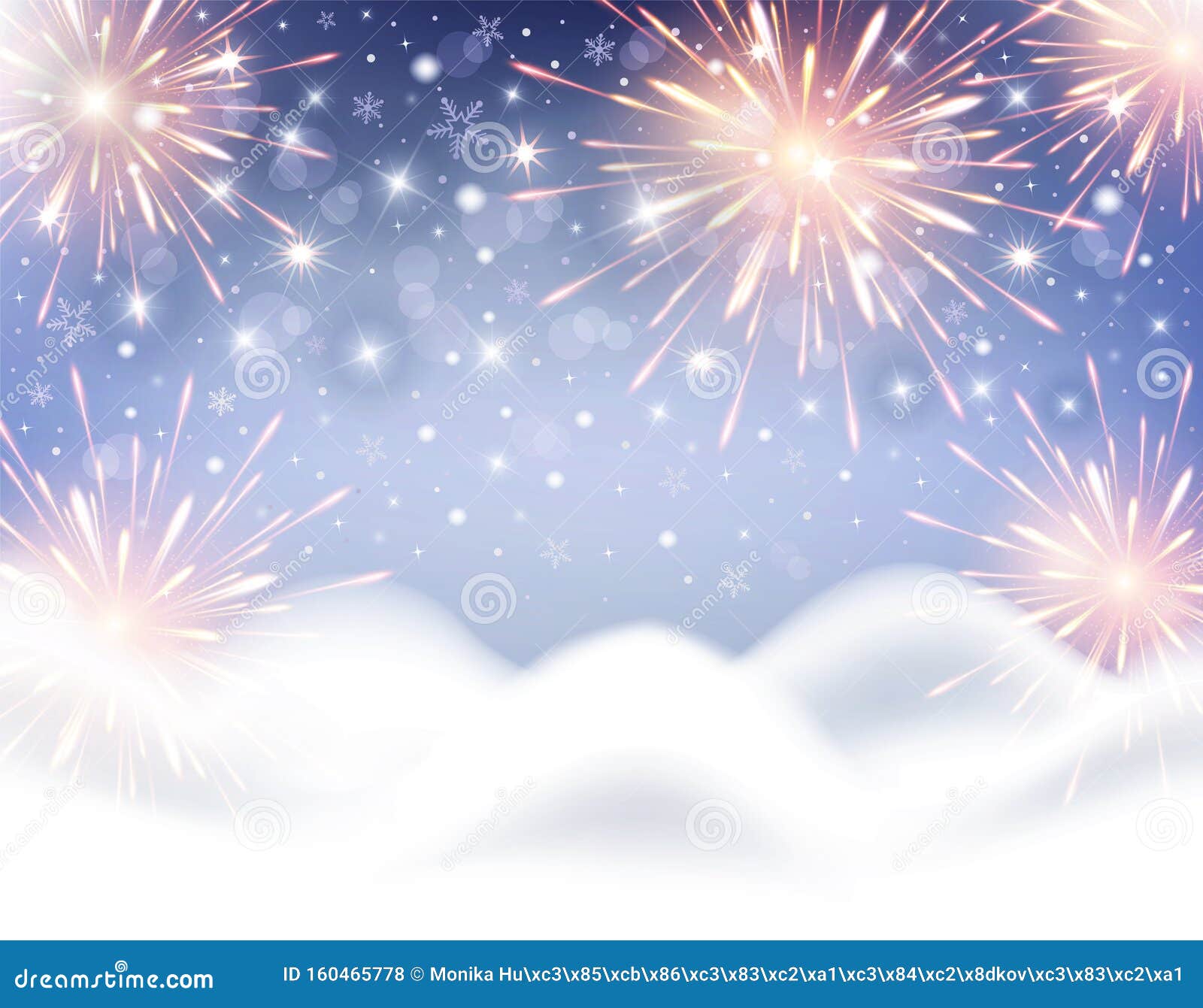 Background for Celebration of Christmas and New Year with Fireworks and ...