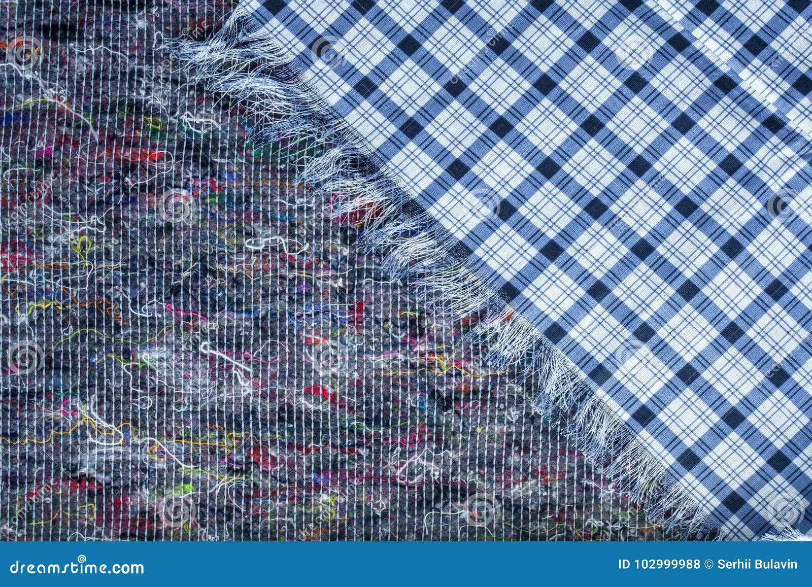 Background of Checkered Fabric Lying on a Piece of Quilted Felt Stock ...