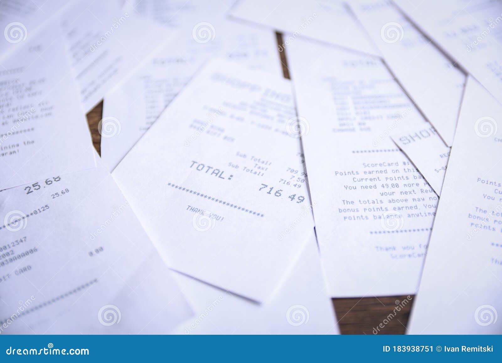 Background from Checks from Purchases from Shops. Close Up Stock Image ...