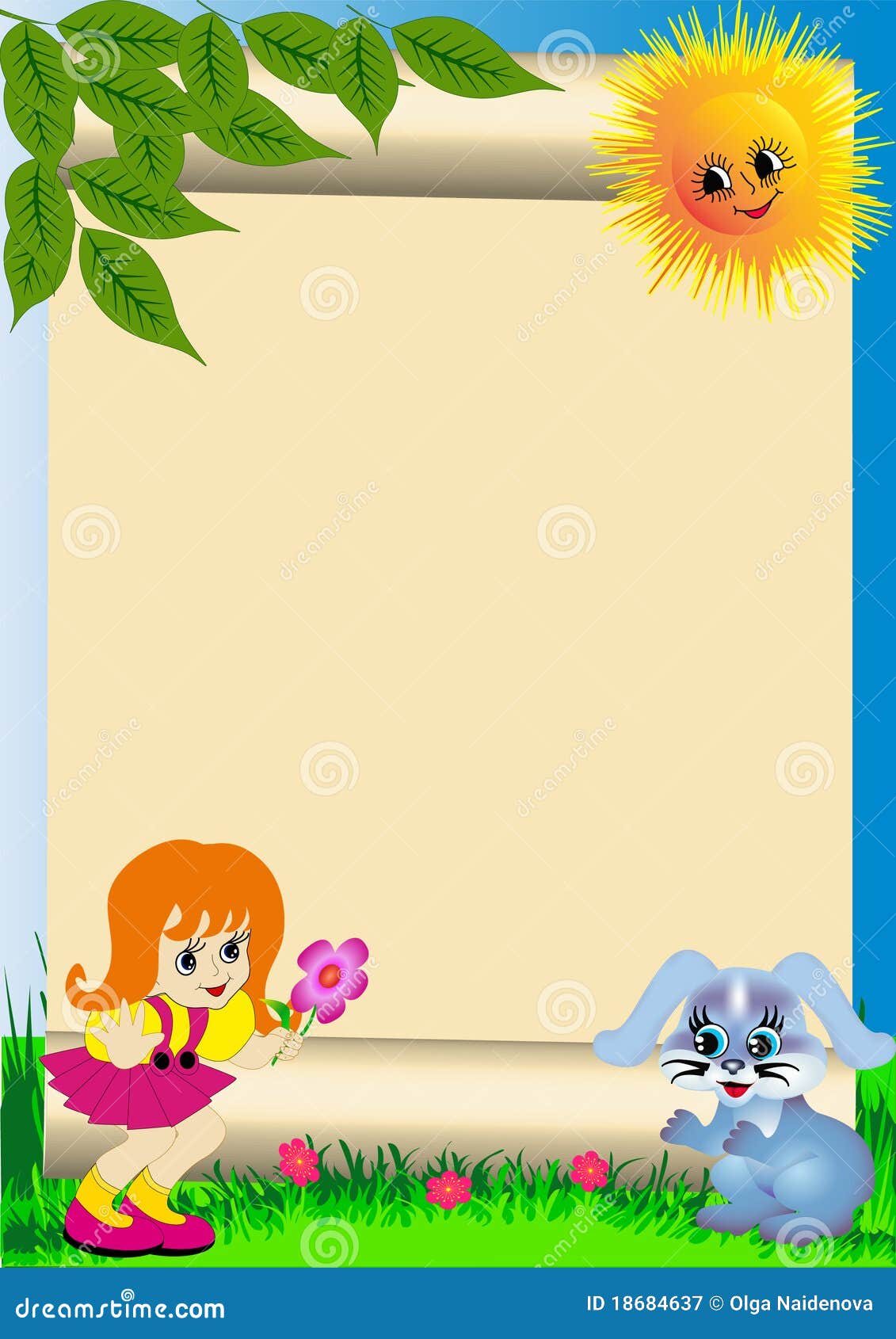 Background Child with Flower Stock Vector - Illustration of paintings ...