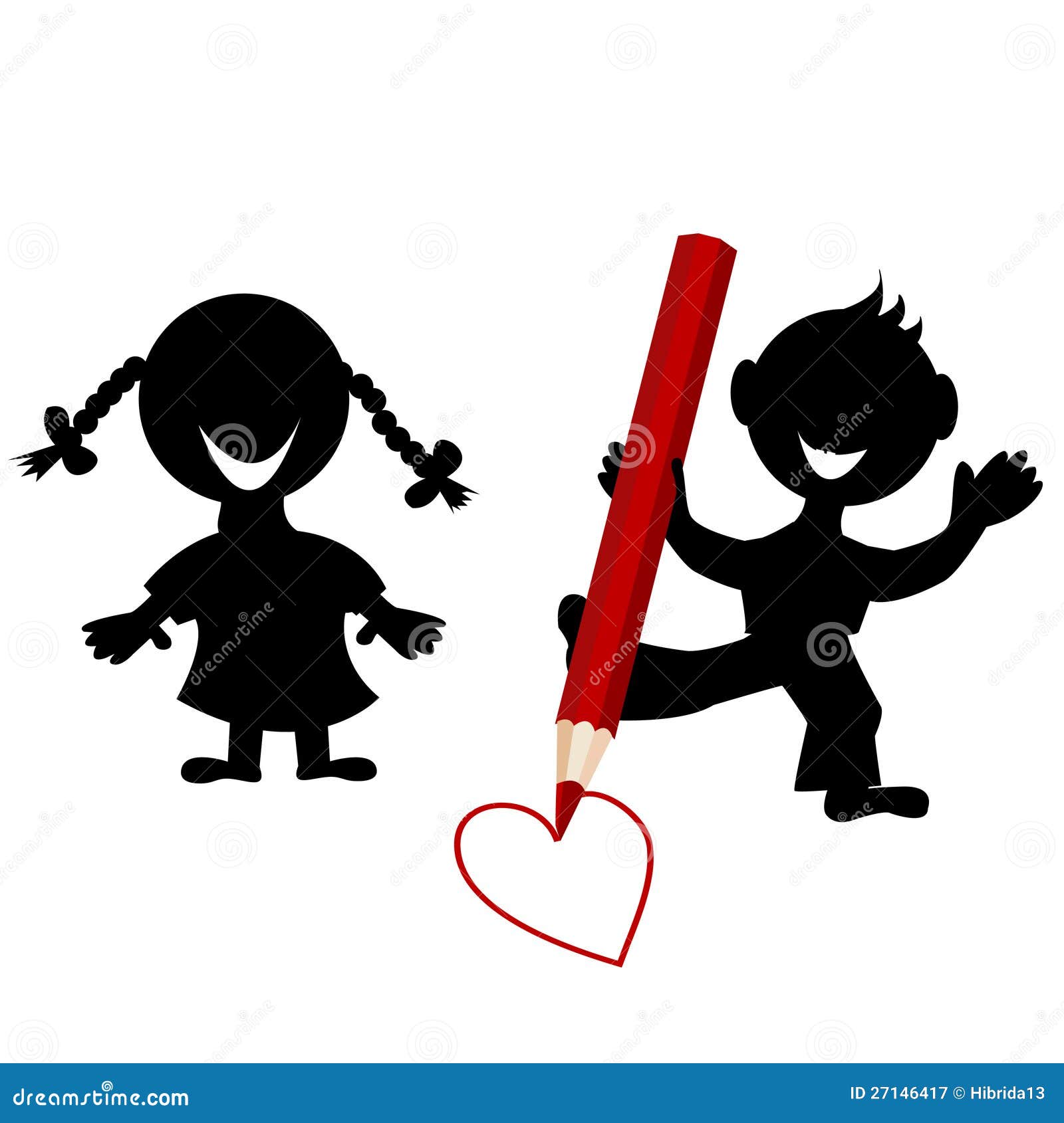 Background with Children Drawing a Heart Stock Vector - Illustration of ...