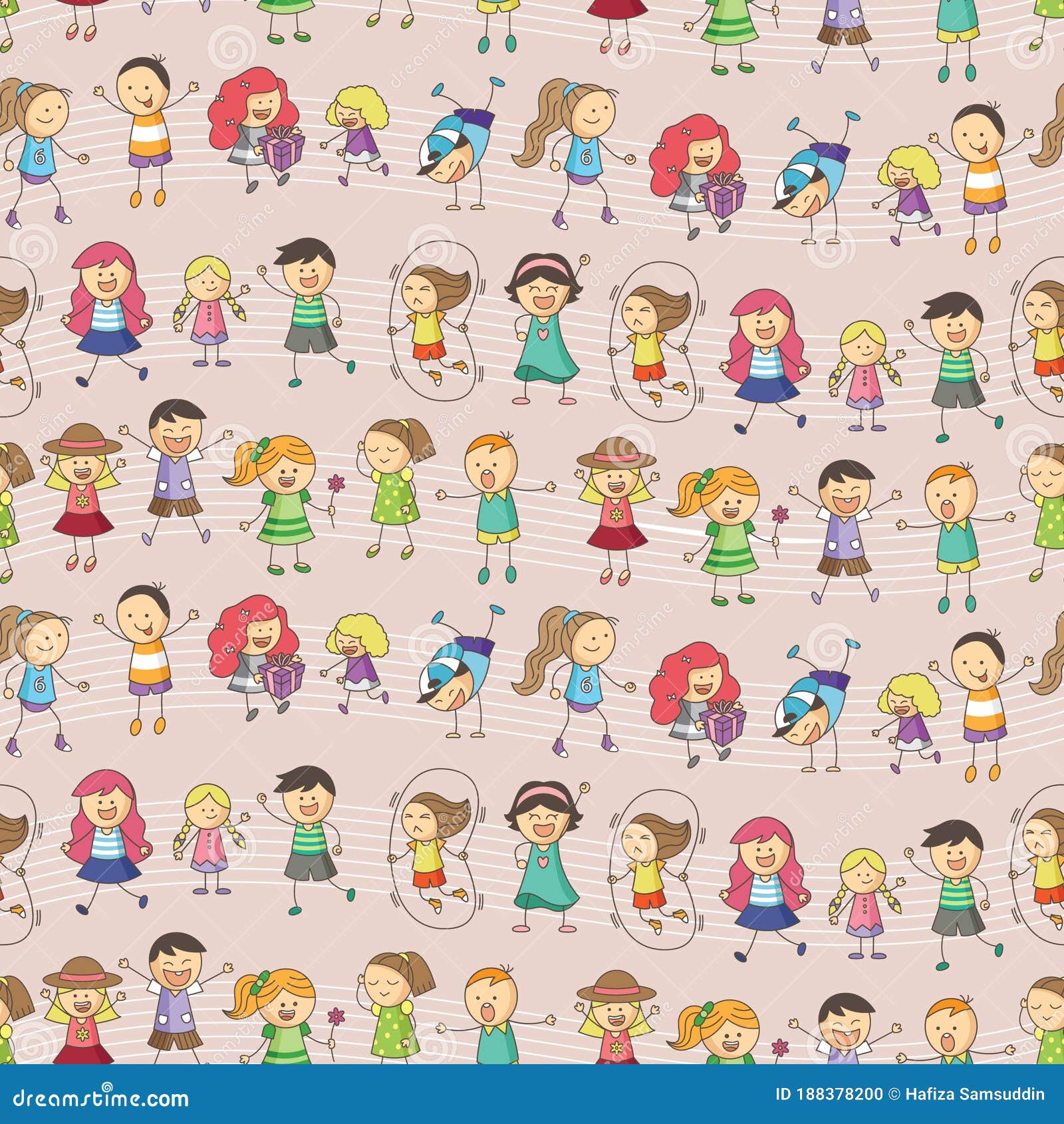 Background of Children Having Fun. Vector Illustration Decorative ...