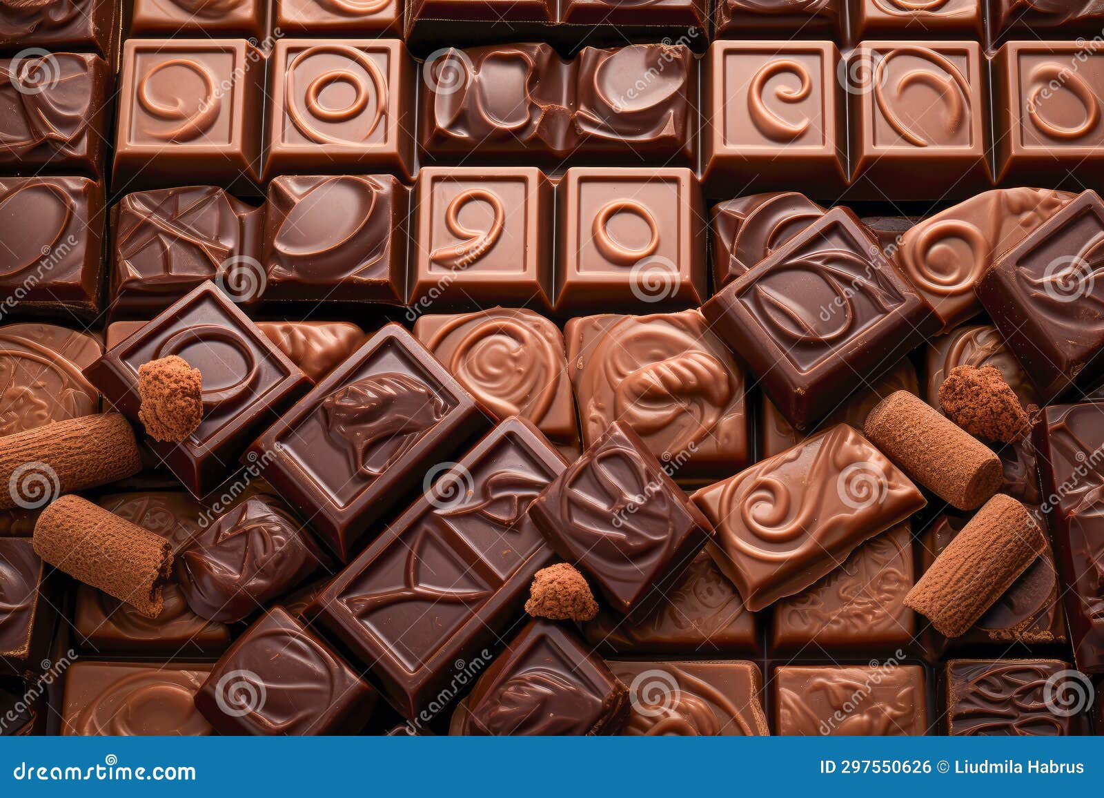 Background of Chocolate Bars, Close-up, Top View, Copy Space Stock ...