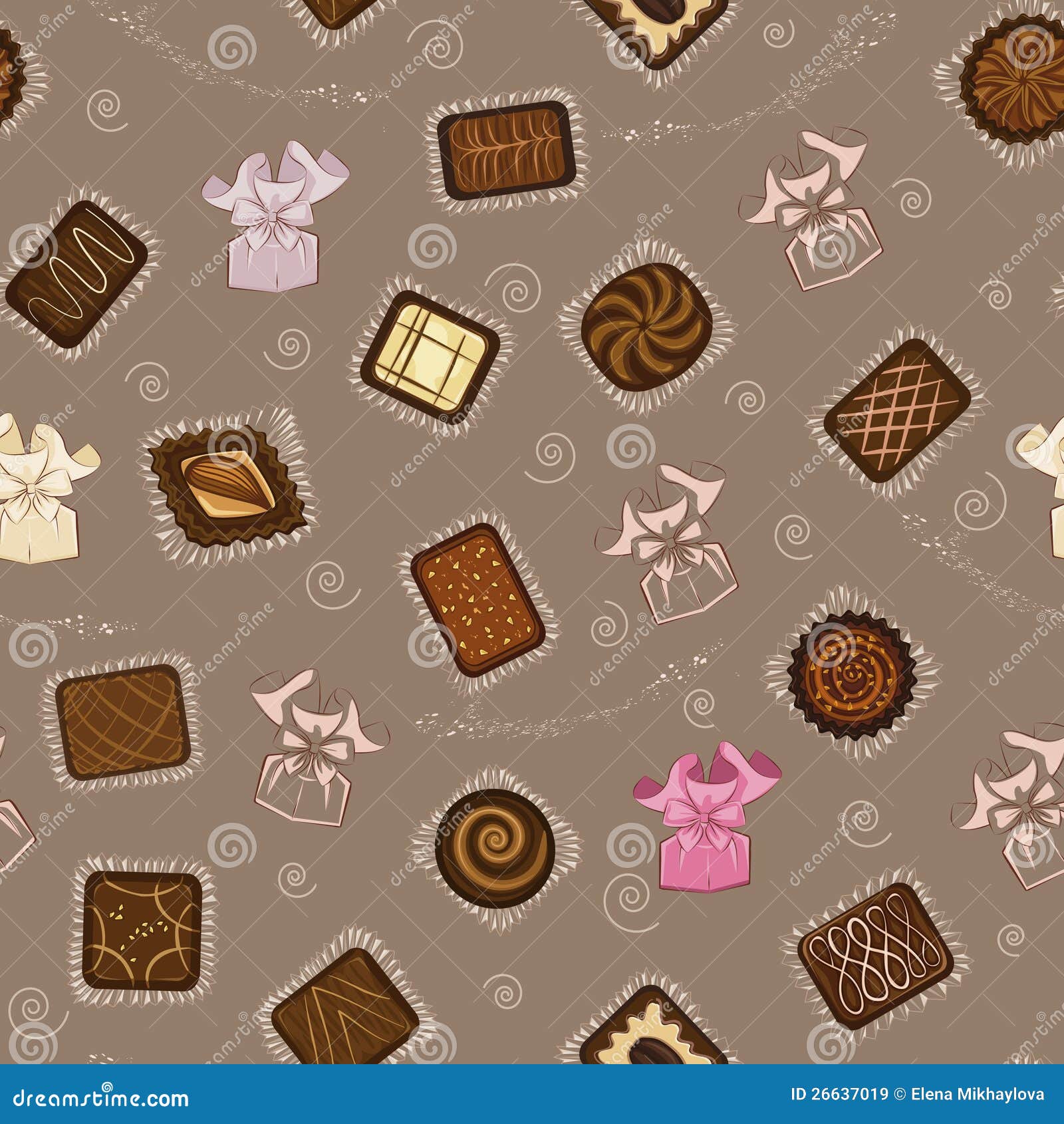 Chocolate Candies Pattern. Seamless Texture With Milk Cacao Sweets ...