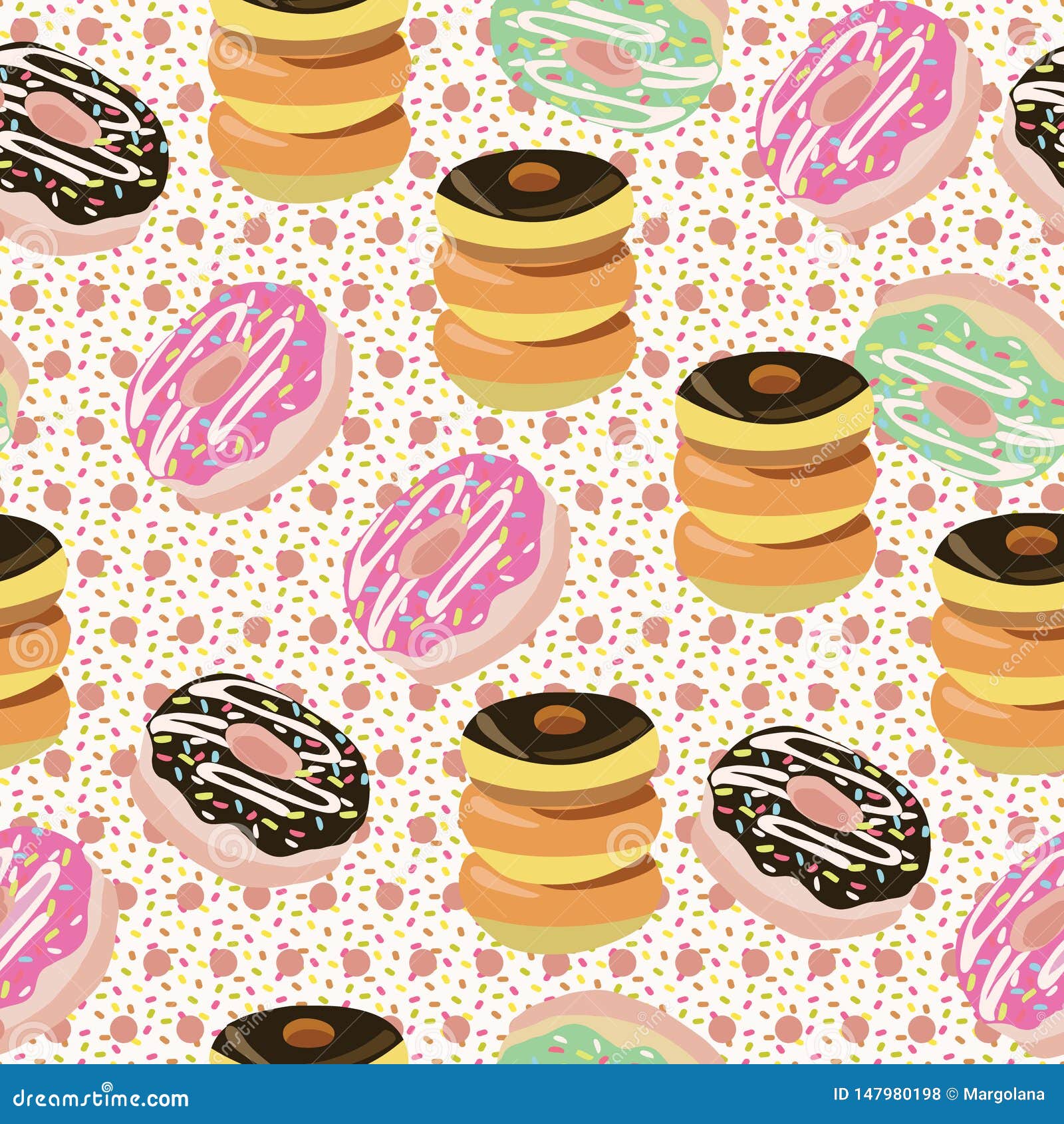 Background with Chocolate Donuts Stock Vector - Illustration of cute ...