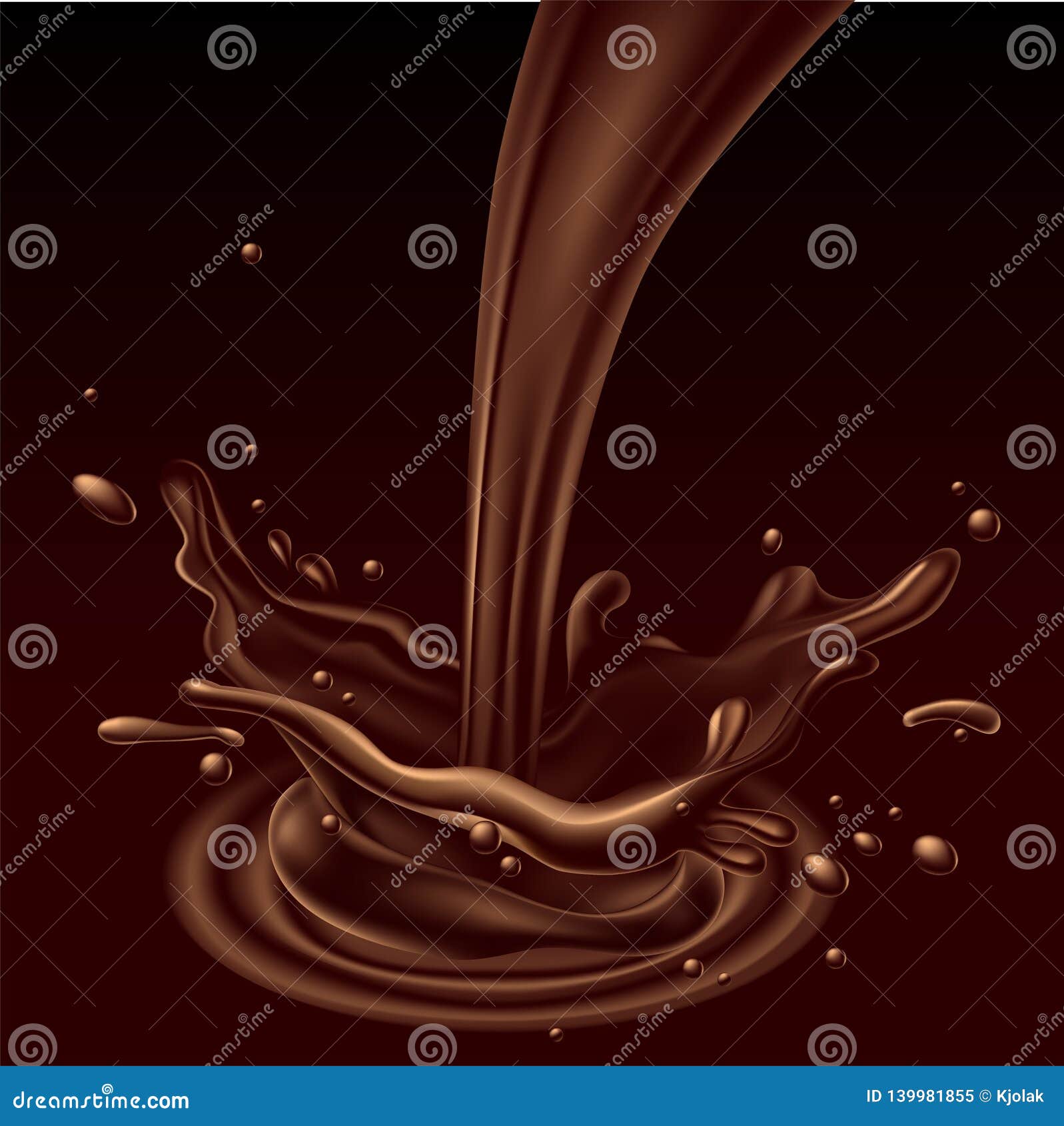 Background with Chocolate Splash Effect. 3D Vector. High Detailed ...