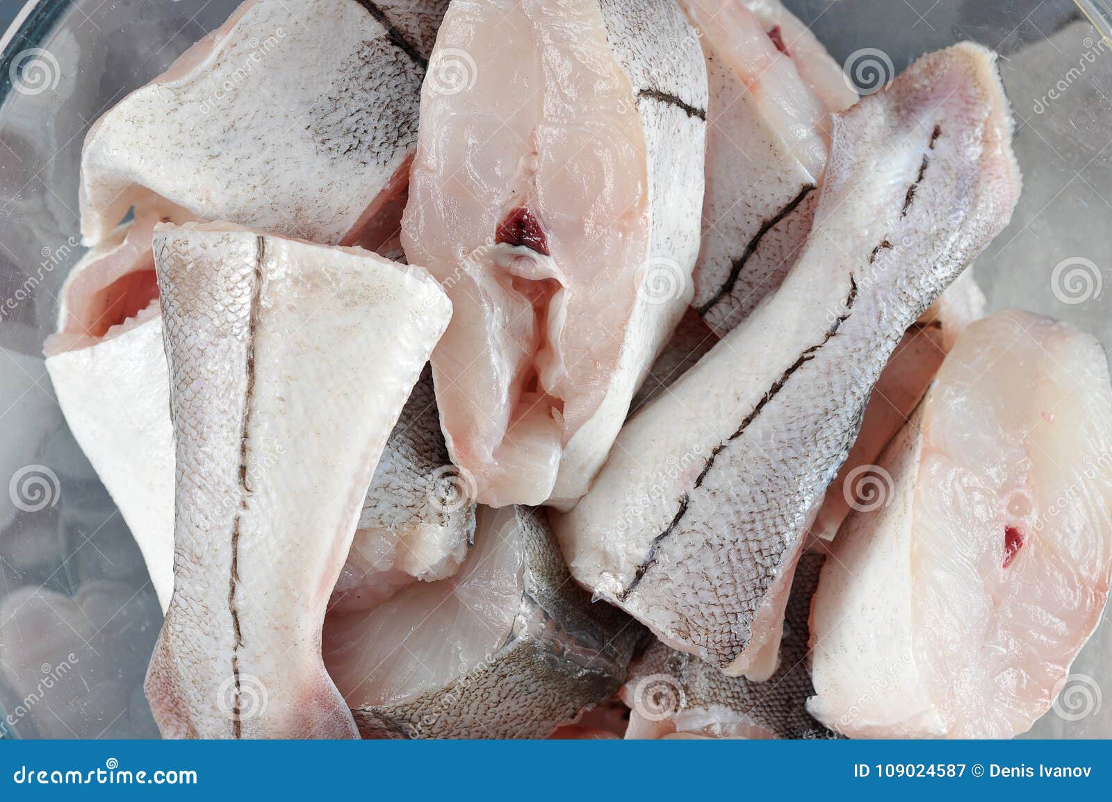 Background of Chopped Raw Fish Cod Stock Image - Image of ingredient ...