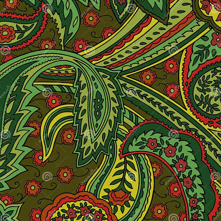 Background Christmas Paisley Stock Illustration - Illustration of green ...