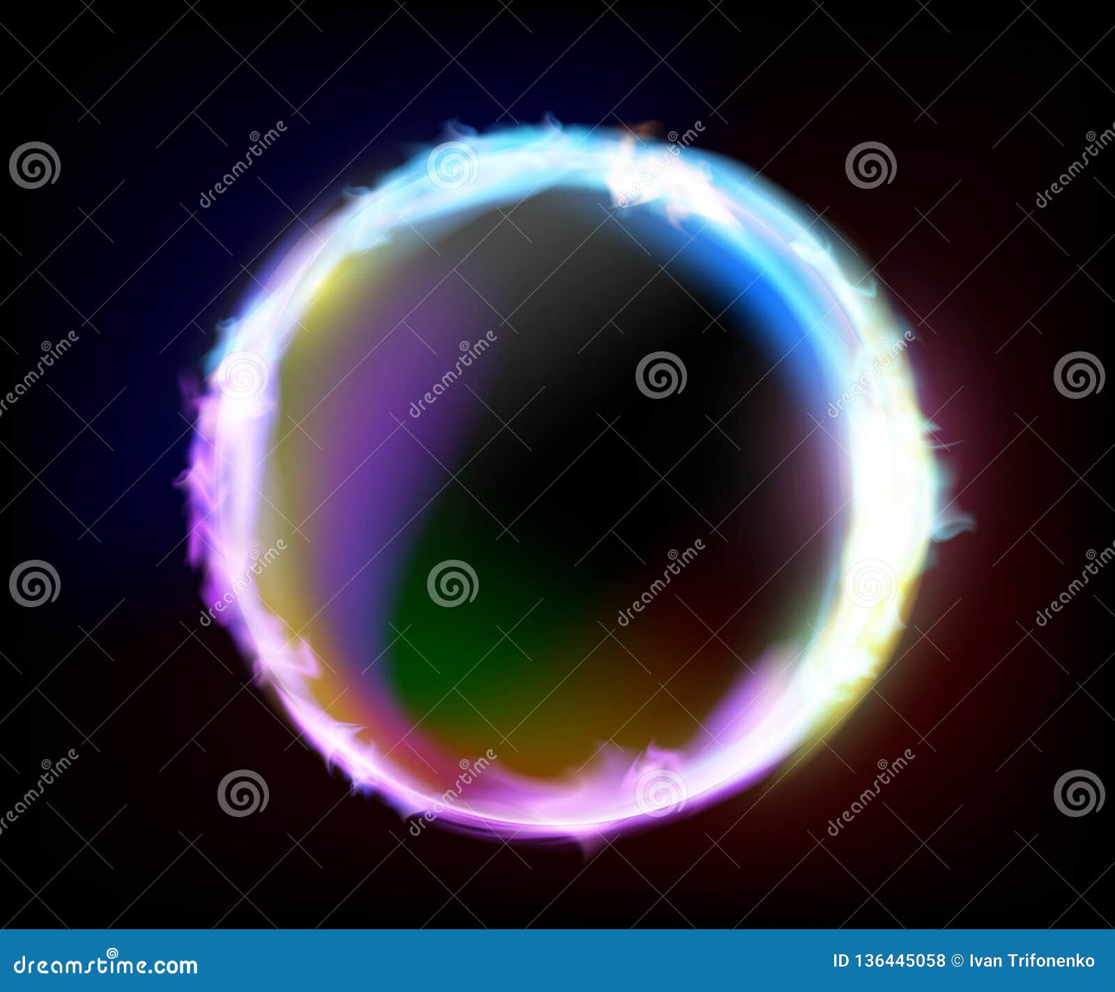 Background of Circle Burning Plasma. Flame with Electrical Discharges ...