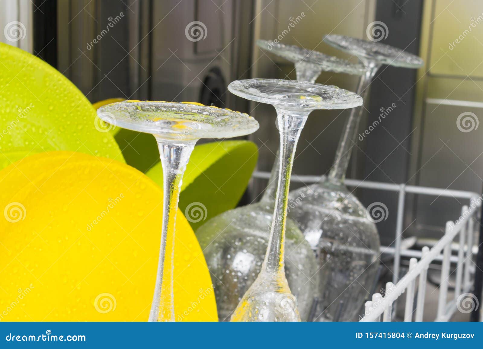 Background of Clean Colorful Dishes Inside the Dishwasher Stock Photo ...